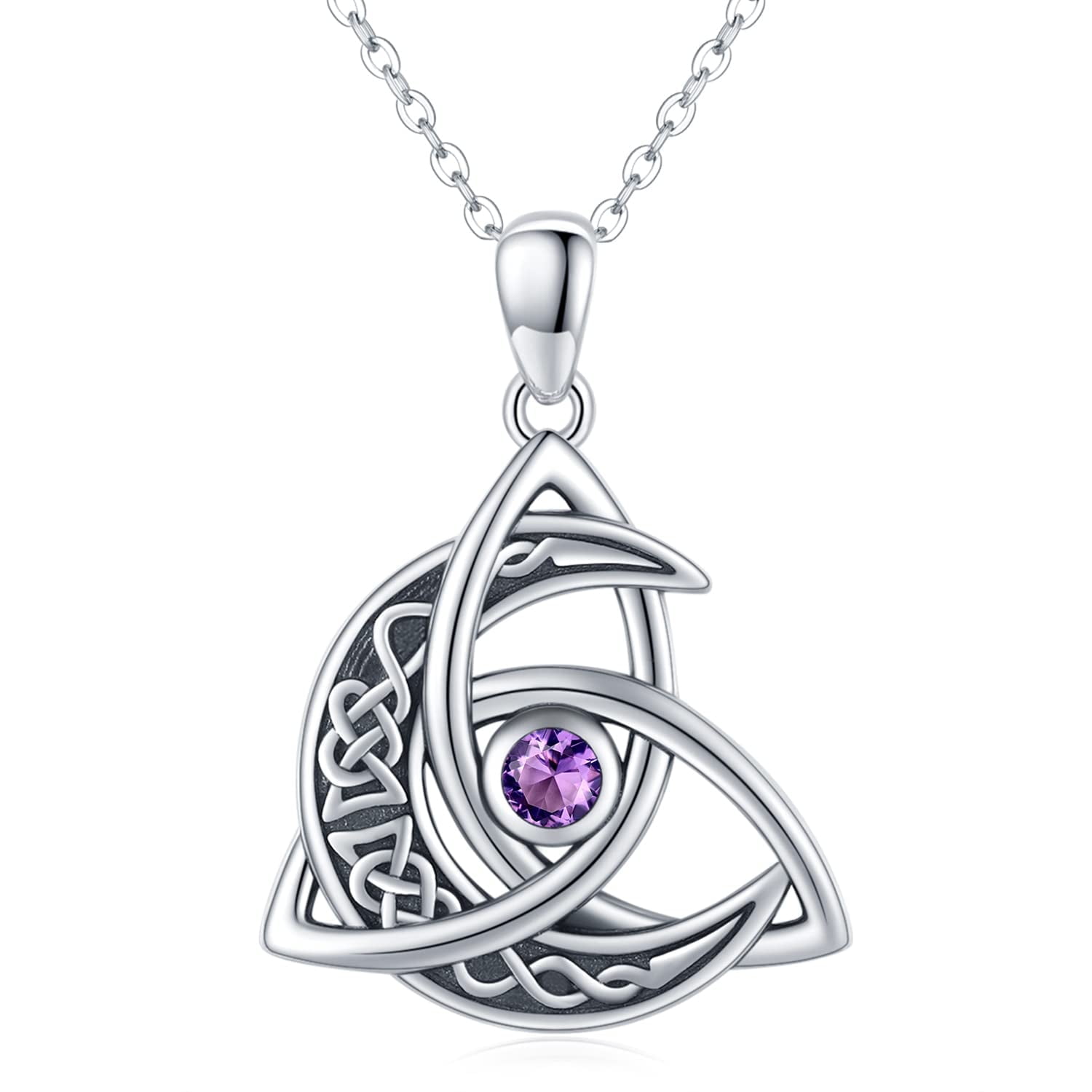 Coachuhhar Celtic Moon Necklace 925 Sterling Silver Celtic Knot Trinity ...