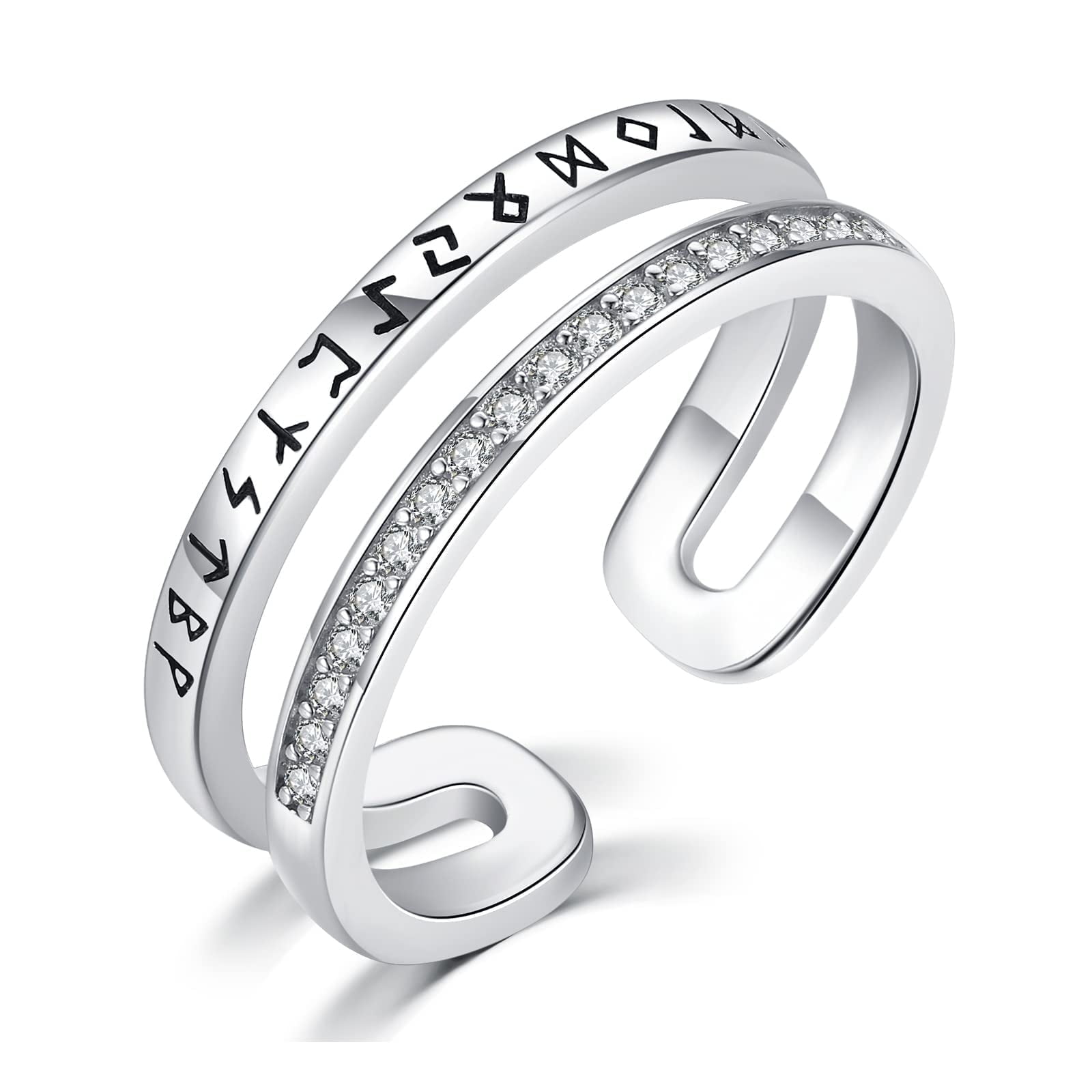 Coachuhhar Cubic Zirconia Rings for Women 925 Sterling Silver Viking ...