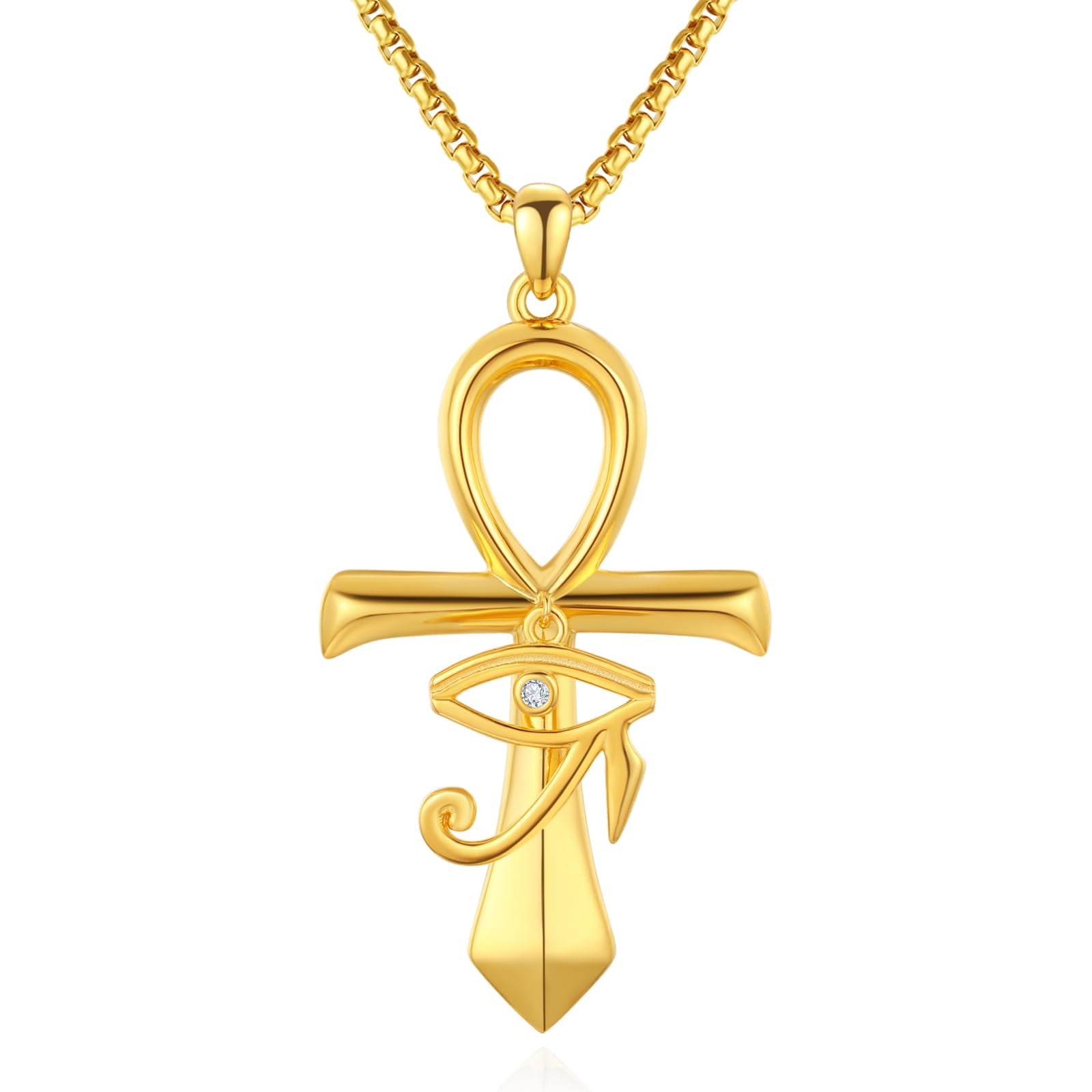 Coachuhhar Eye of Horus Necklace, Sterling Silver Ankh Pendant, Ancient ...