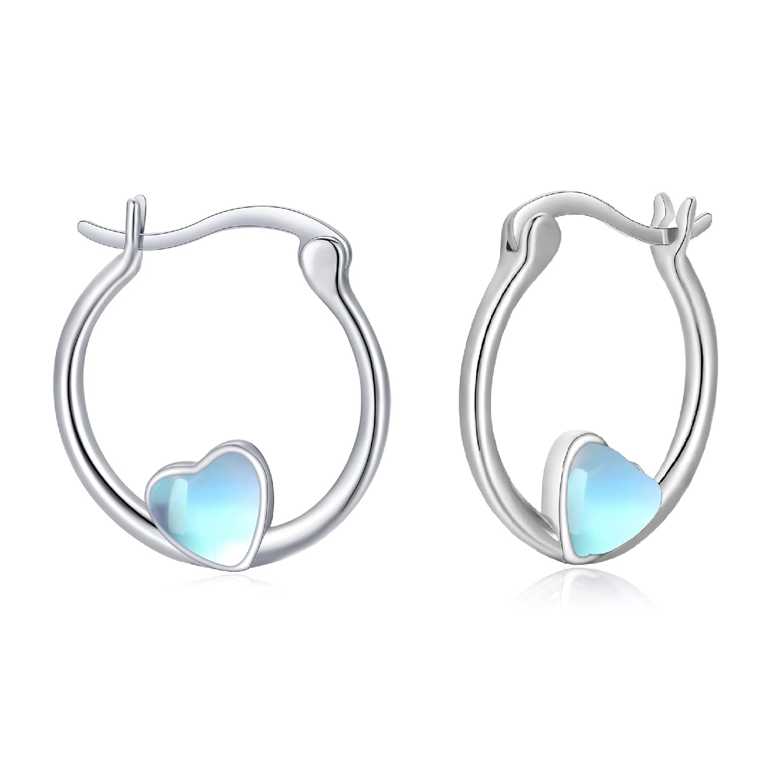 Coachuhhar Heart Earrings for Women 925 Sterling Silver Moonstone ...