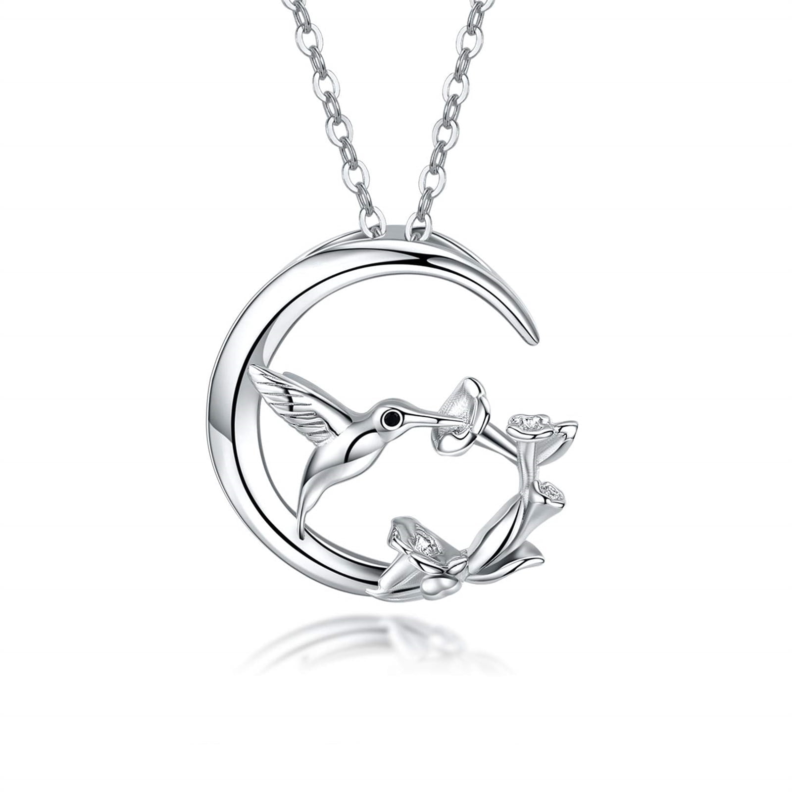 Coachuhhar Hummingbird Moon Necklace Sterling Silver Hummingbird ...