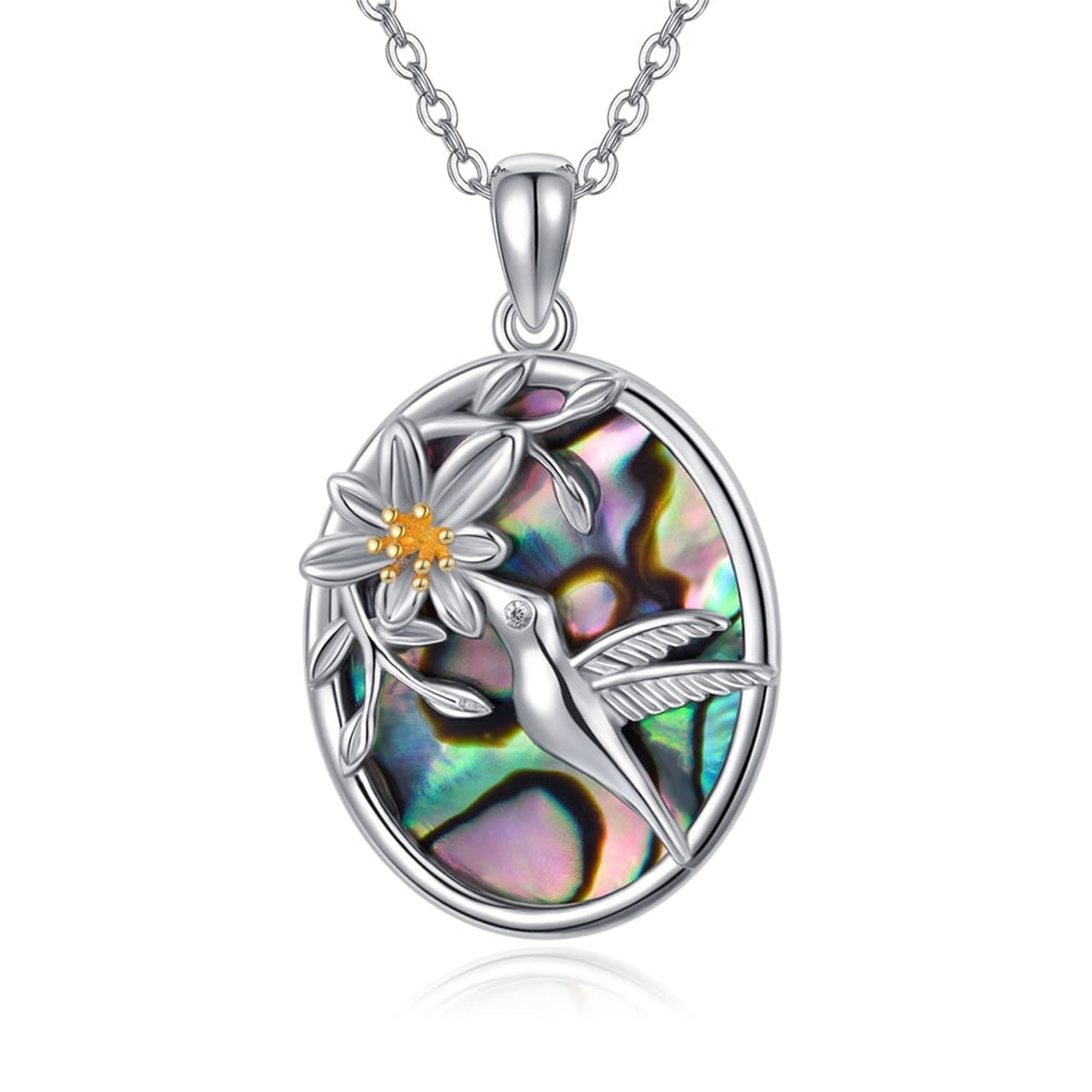 Coachuhhar Hummingbird Necklace for Women 925 Sterling Silver Abalone ...