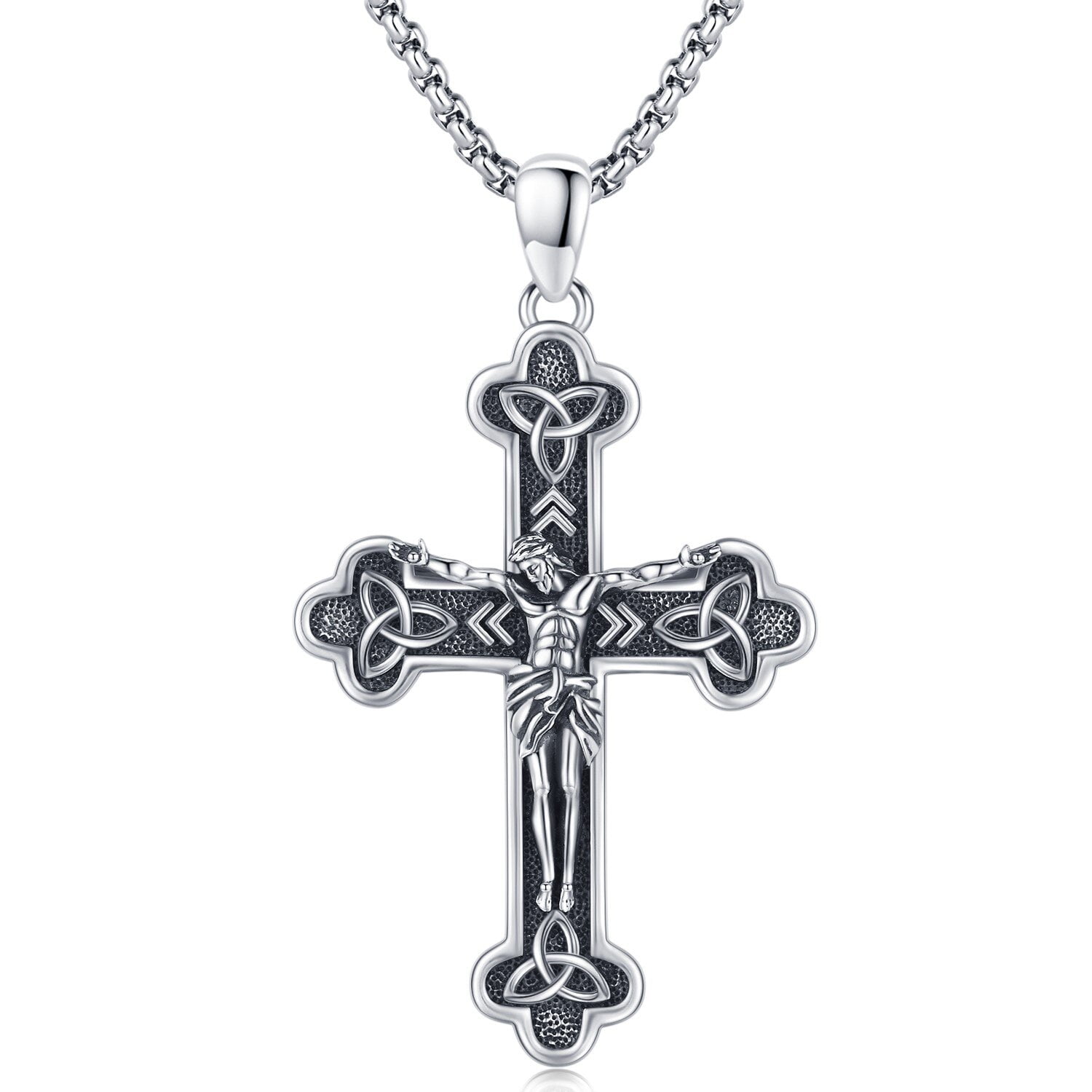 Coachuhhar Jesus Necklace for Men 925 Sterling Silver Cross Crucifix ...