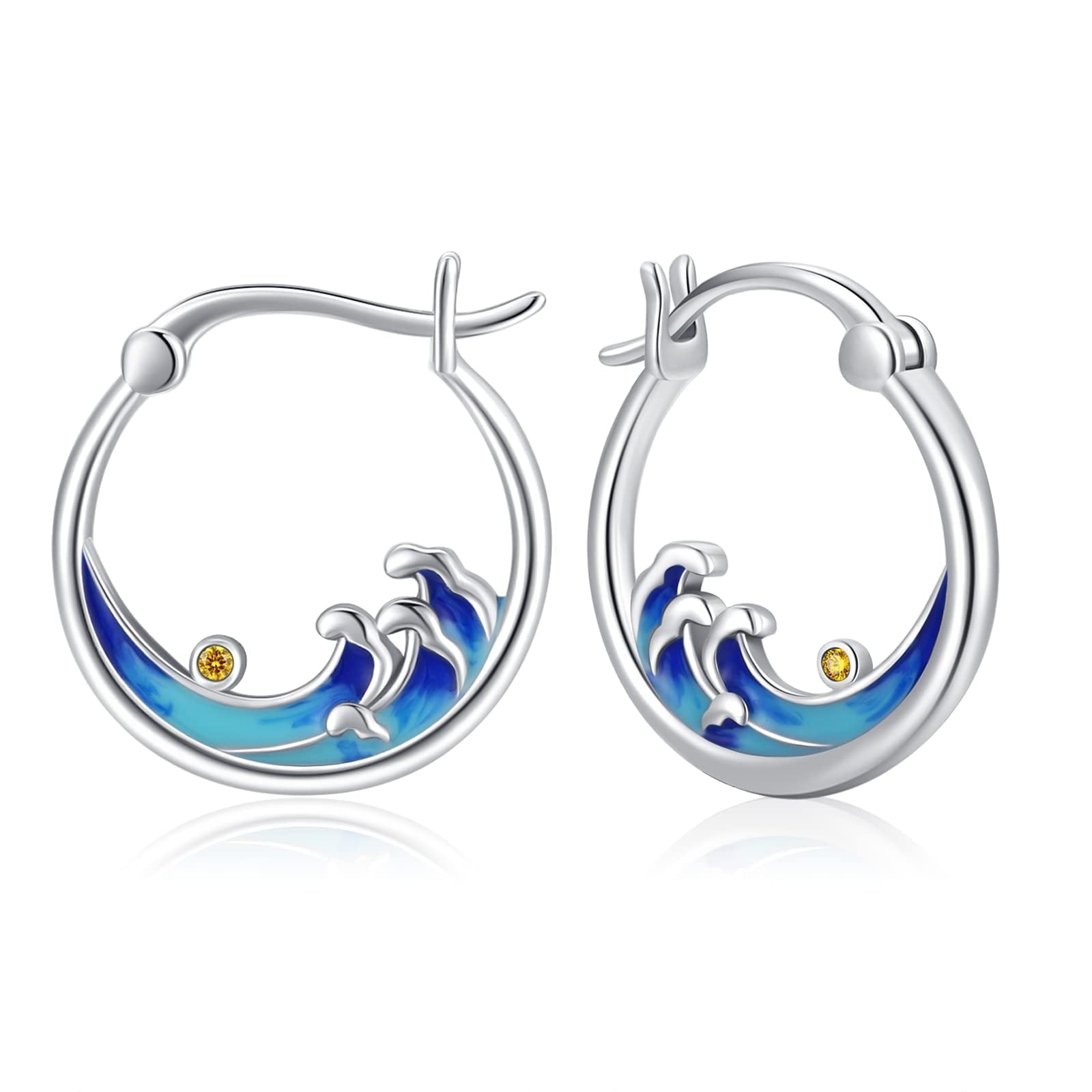 Coachuhhar 925 Sterling Silver Ocean Wave Earrings, Hypoallergenic ...