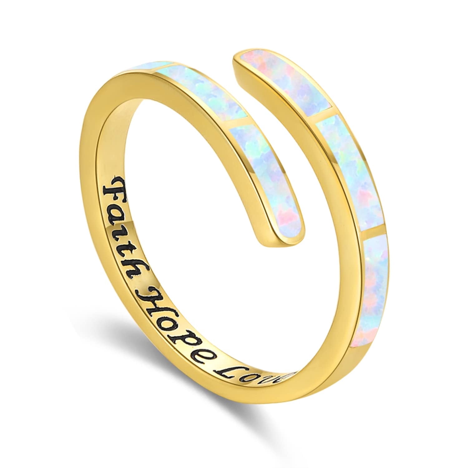 Coachuhhar Opal Rings for Women 925 Sterling Silver Faith Hope Love ...