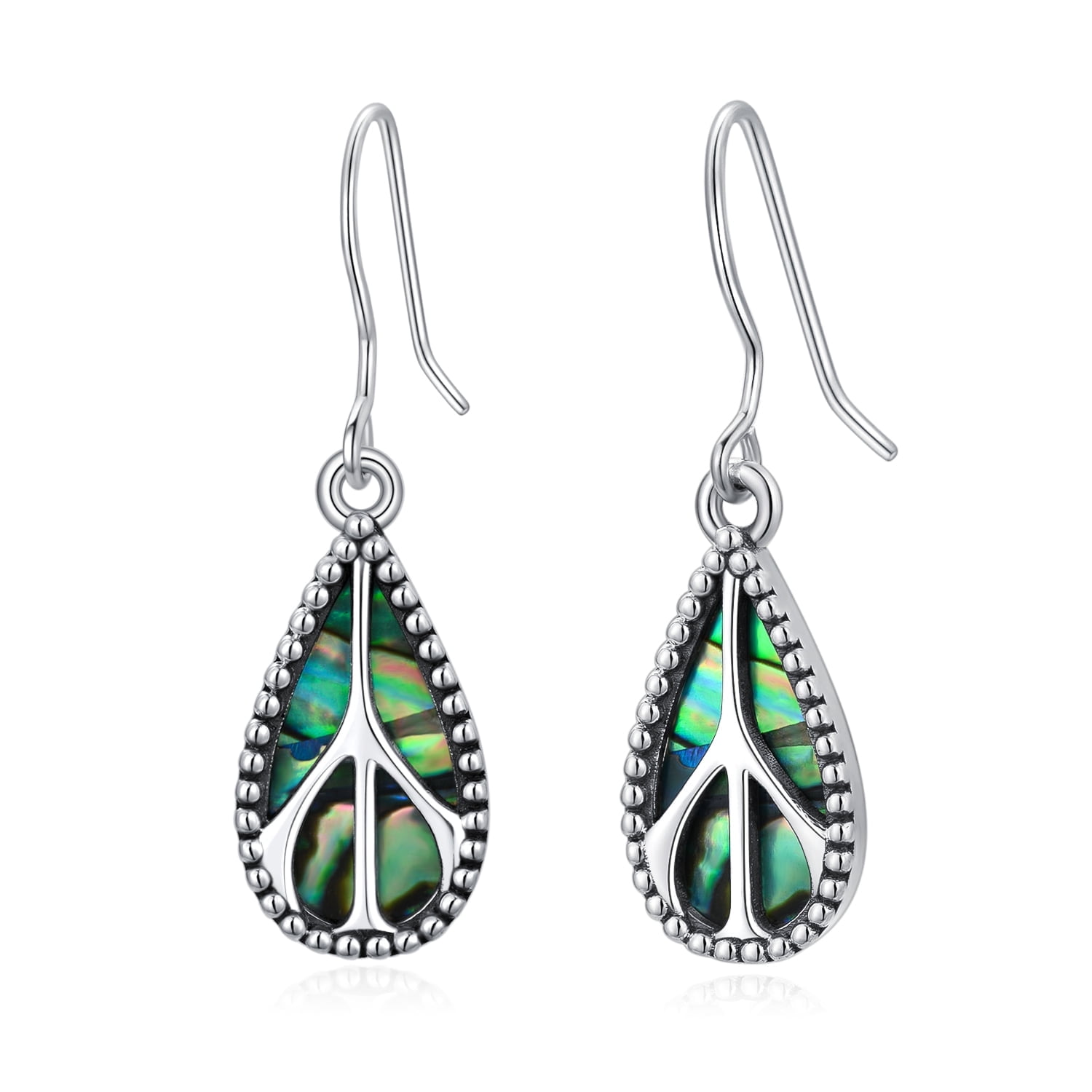 Coachuhhar Peace Sign Earrings for Women 925 Sterling Silver Abalone ...