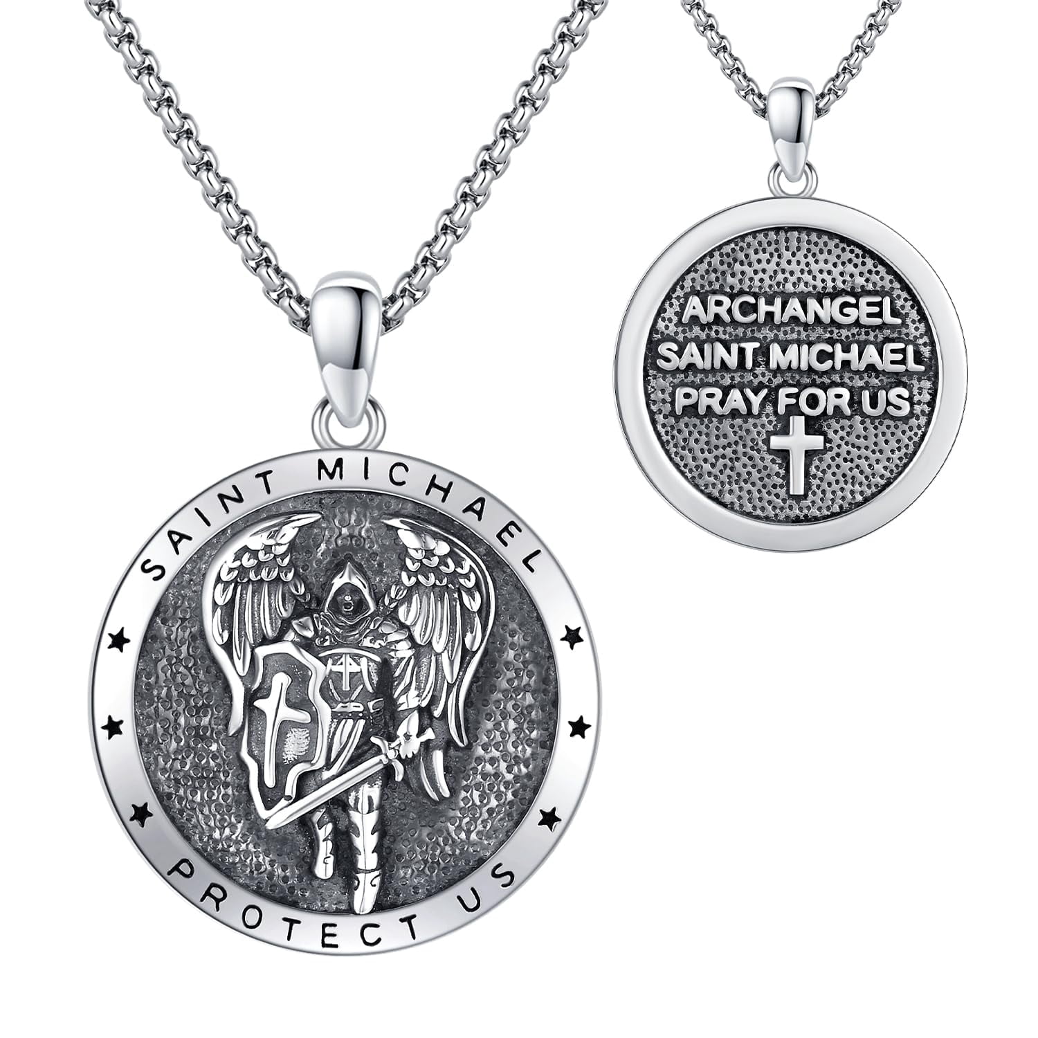Coachuhhar Saint Michael Necklace for Men Women 925 Sterling Silver St ...