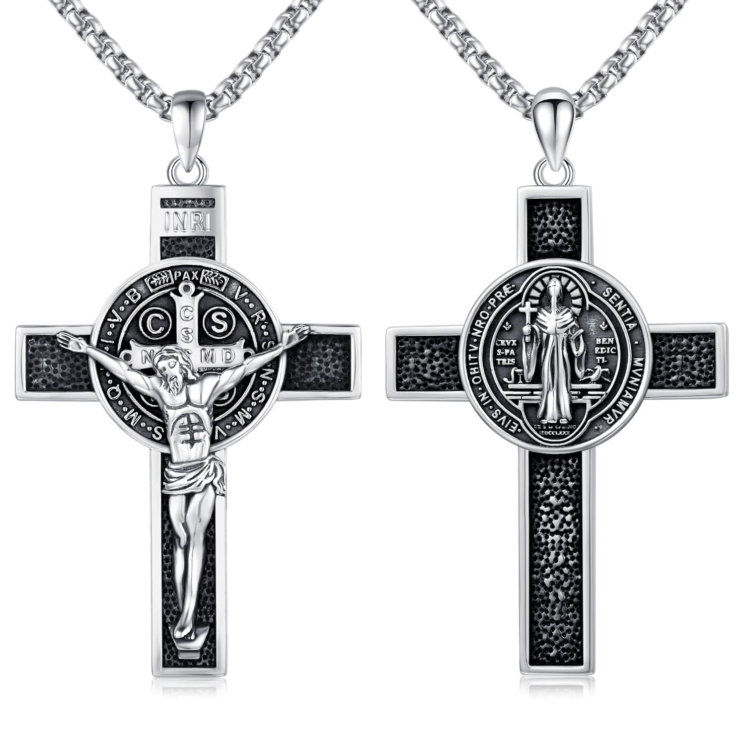 Coachuhhar St Benedict Crucifix Necklace 925 Sterling Silver Saint ...