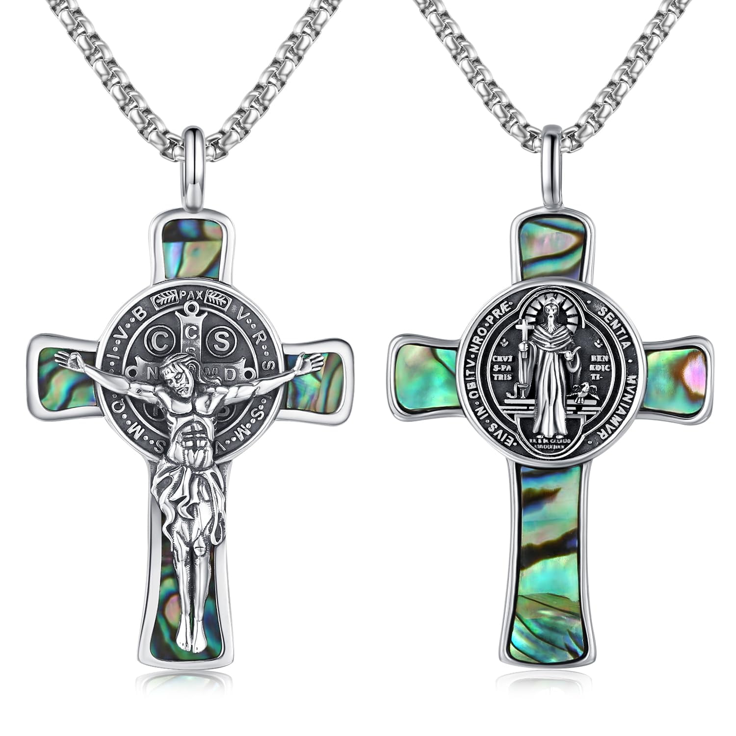 Coachuhhar St Benedict Crucifix Necklace 925 Sterling Silver Saint ...