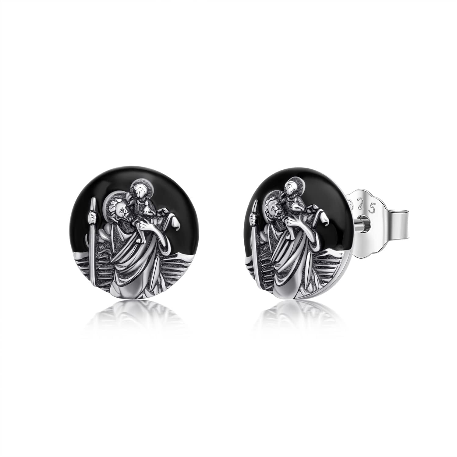 Coachuhhar St Christopher Earring 925 Sterling Silver Protection ...