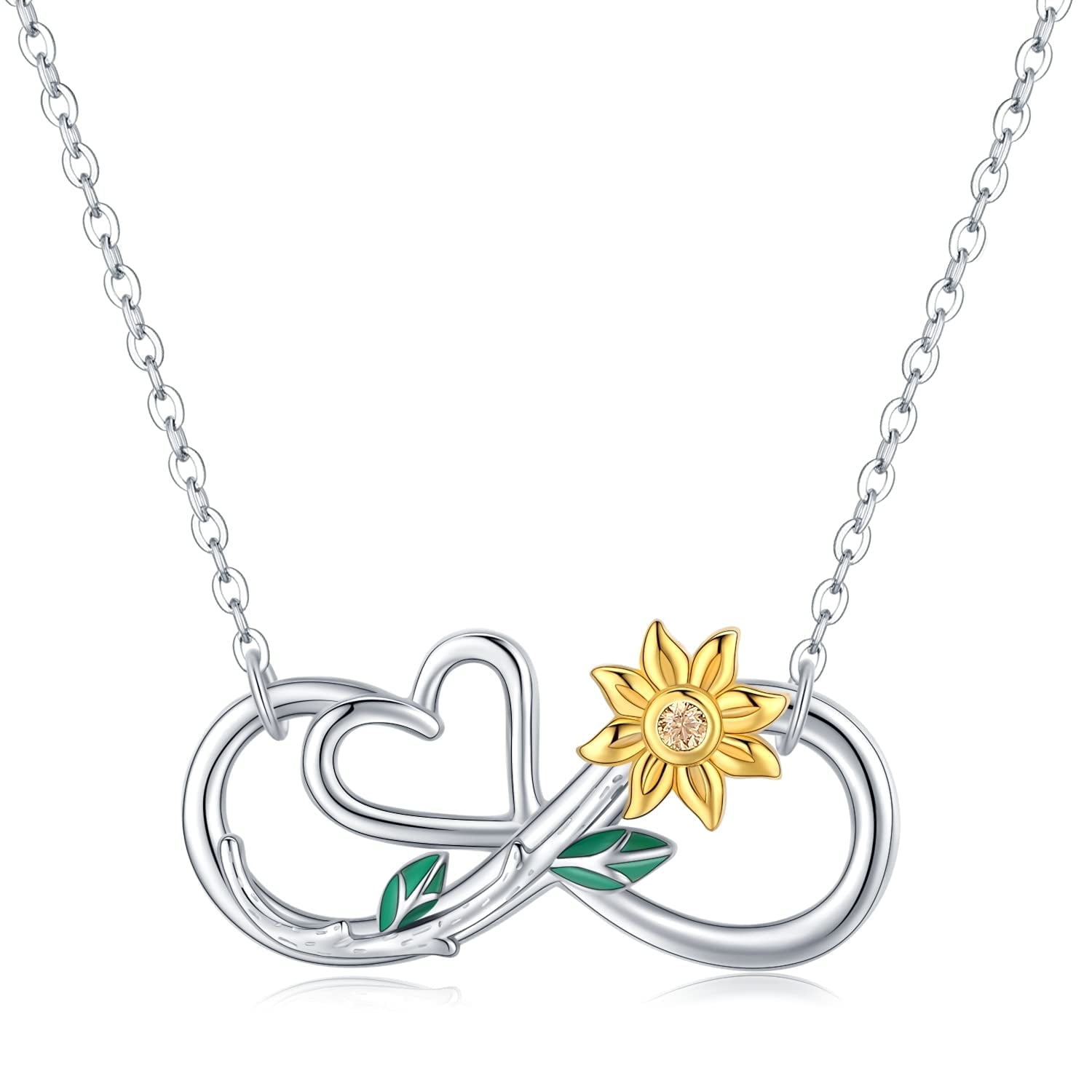 Coachuhhar Sunflower Necklace 925 Sterling Silver Infinity Cross ...