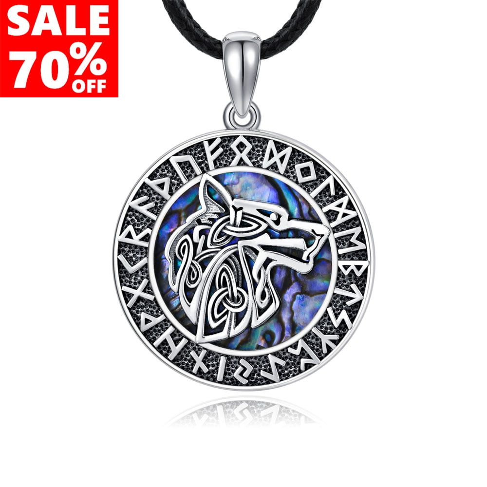 Coachuhhar Wolf Necklace for Men 925 Sterling Silver Abalone Shell Wolf ...