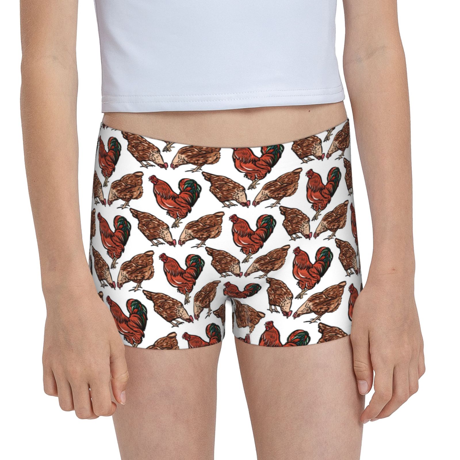 Coaee A Rooster With Chickens for Girl's Cotton Boxer Briefs Soft and ...