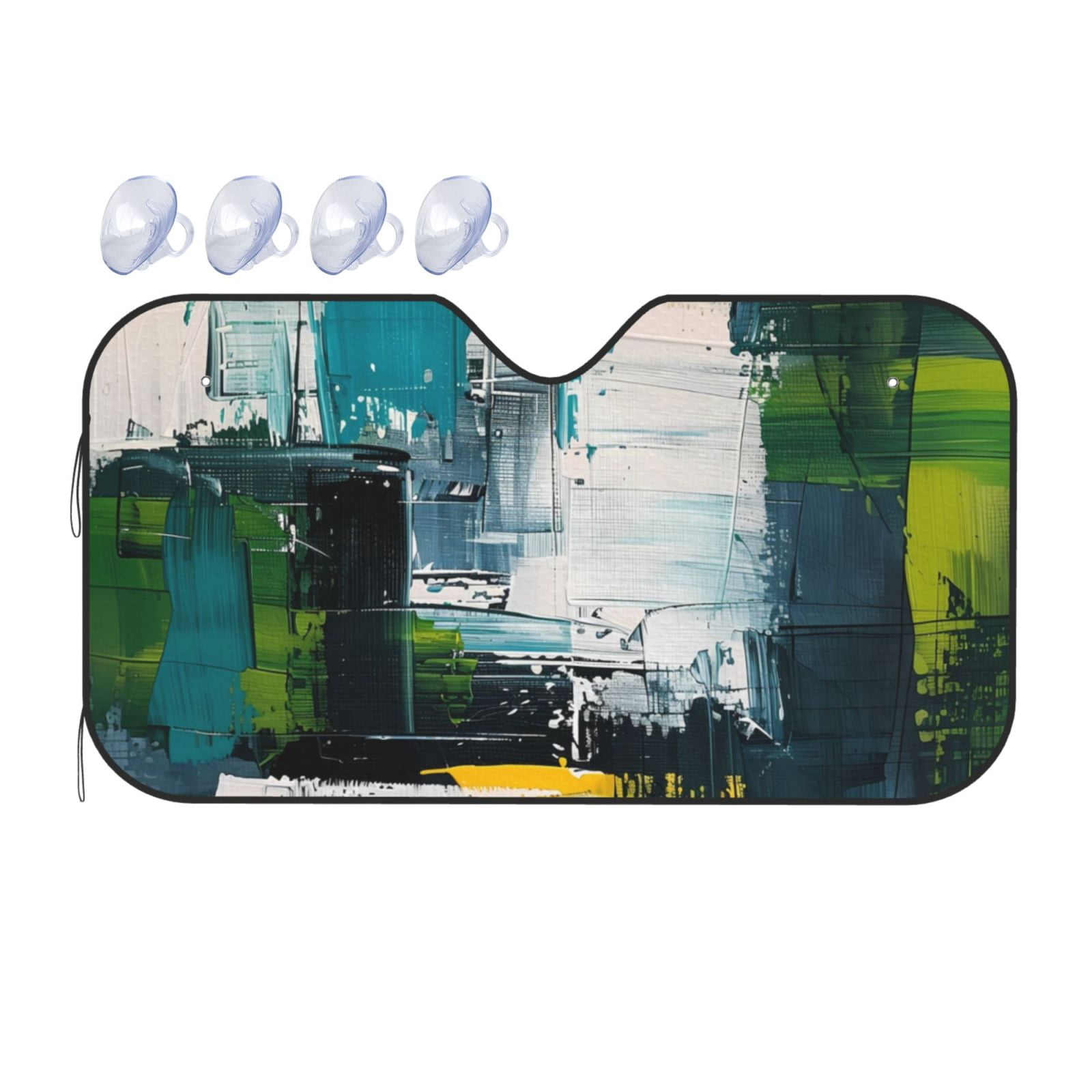 Coaee Abstract Brushstrokes Green Blue for Car Sunshade Windshield Sun ...