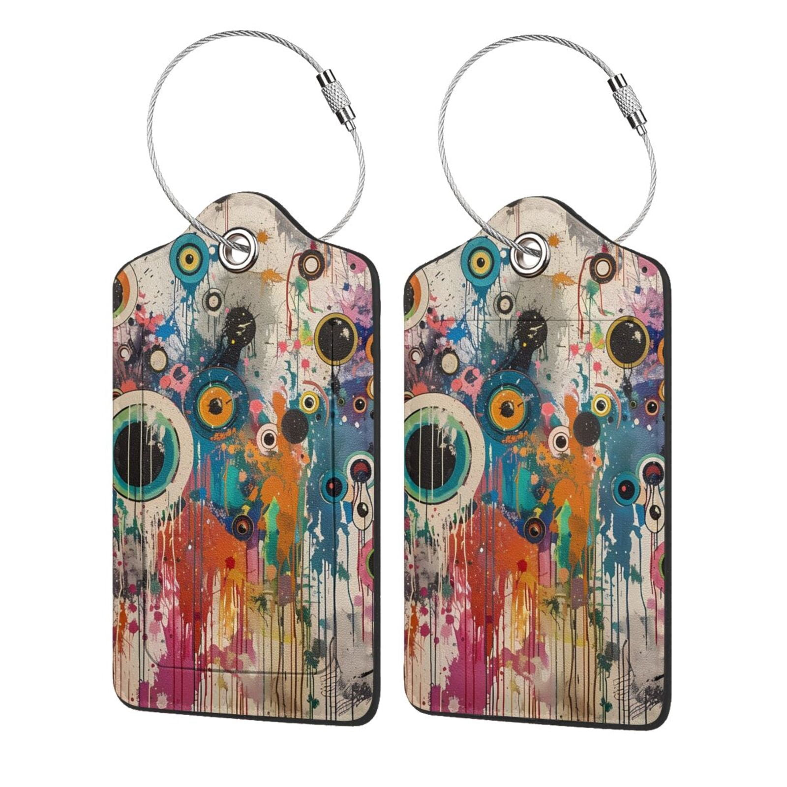 Coaee Abstract Colorful Dripping Circles Untethered Leather Luggage ...