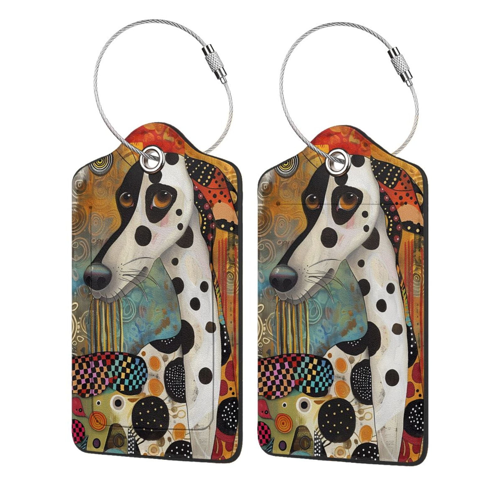 Coaee Abstract Dalmatian Art Untethered Leather Luggage Tags for ...