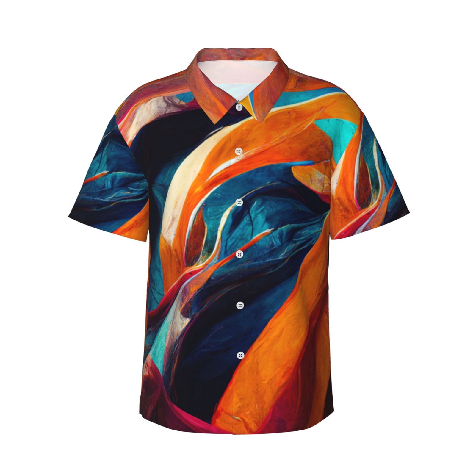 Coaee Abstract Fabric Color Waves for Men's Hawaiian Shirt Summer Beach ...