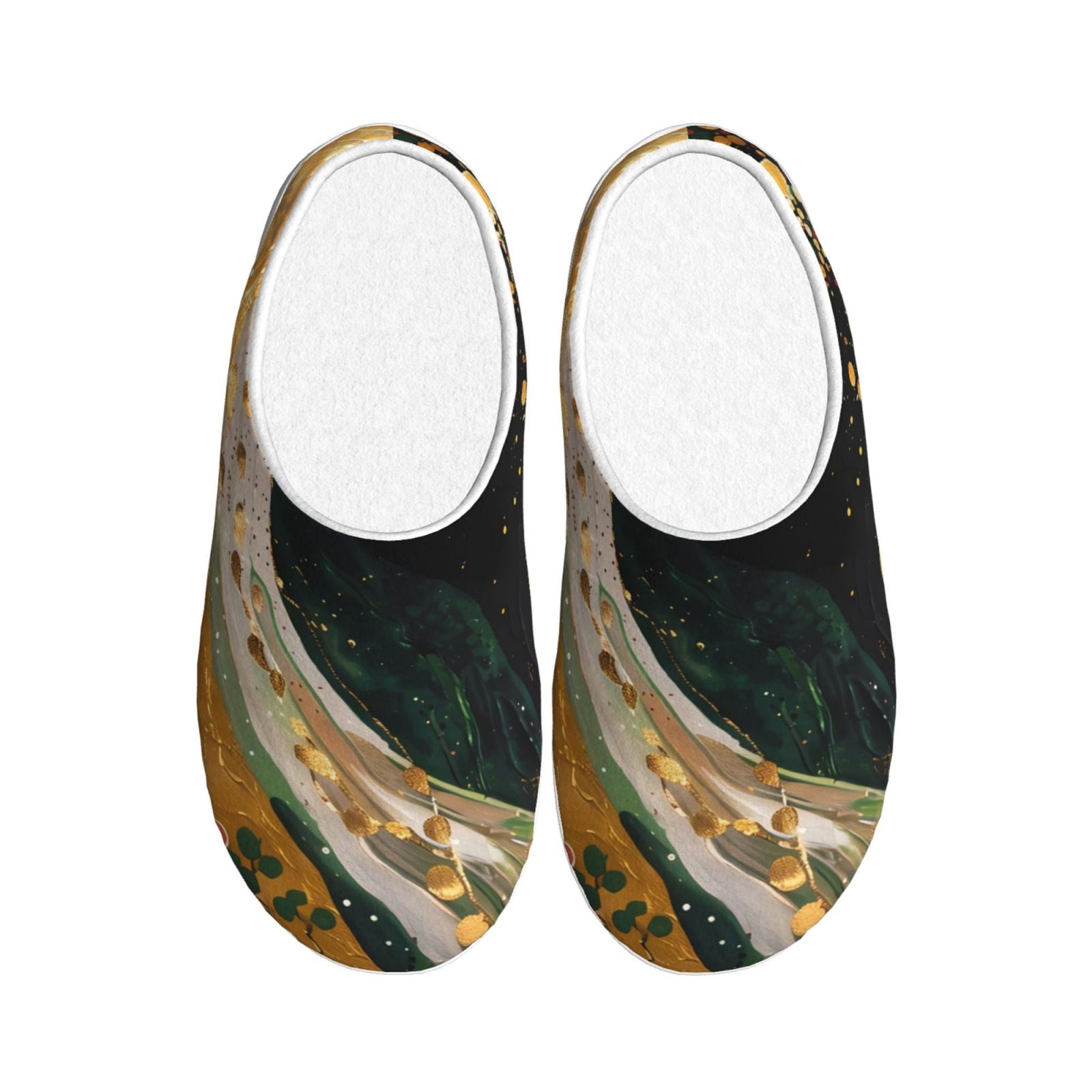 Coaee Abstract Gold Floral Galaxy for Mens Slippers Indoor Slip On ...