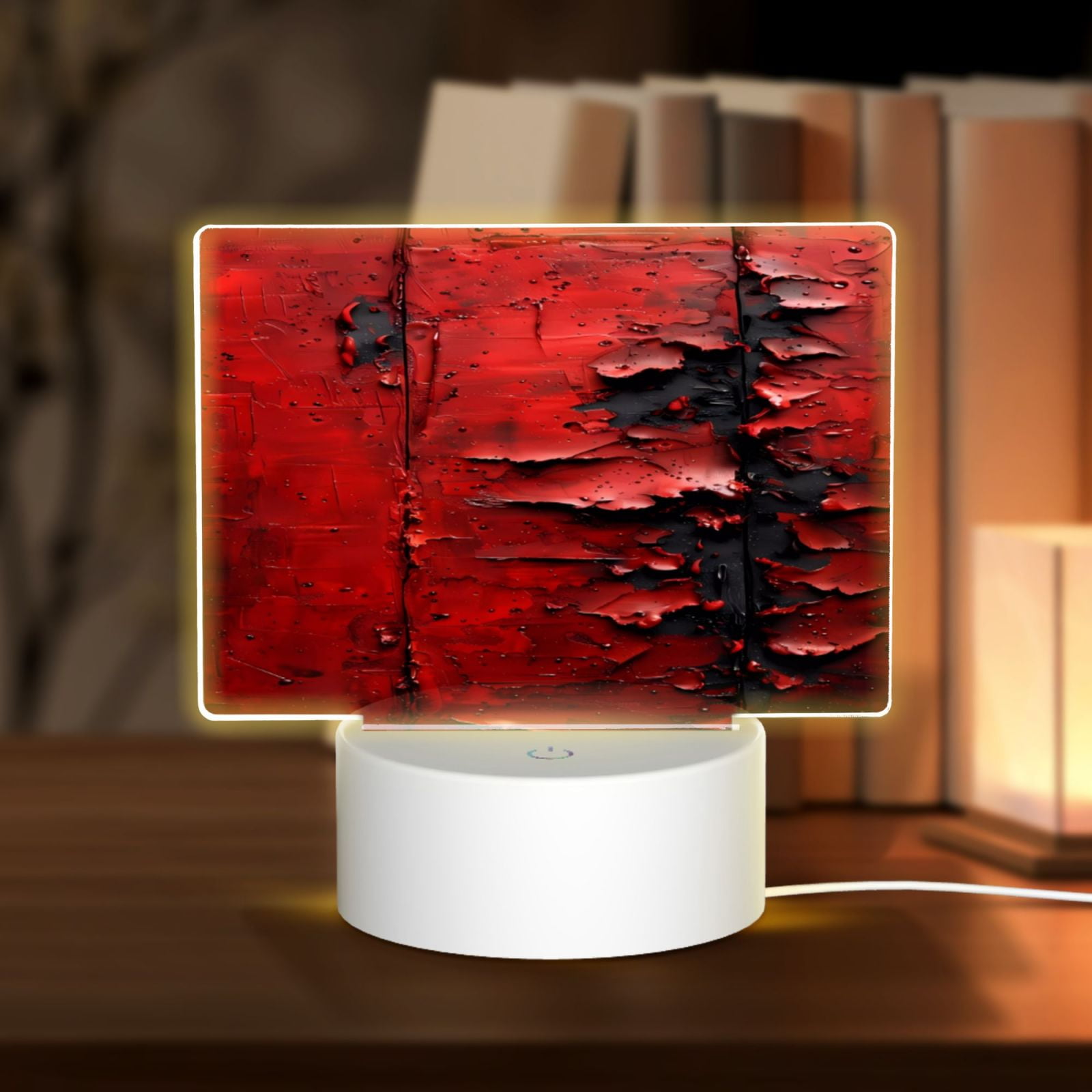 Coaee Abstract Red Textured Canvas for Rectangular Acrylic LED Desk ...