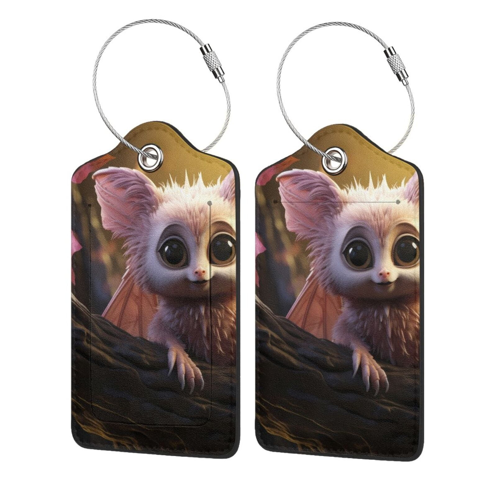 Coaee Adorable Fluffy Bat Untethered Leather Luggage Tags for Suitcases ...