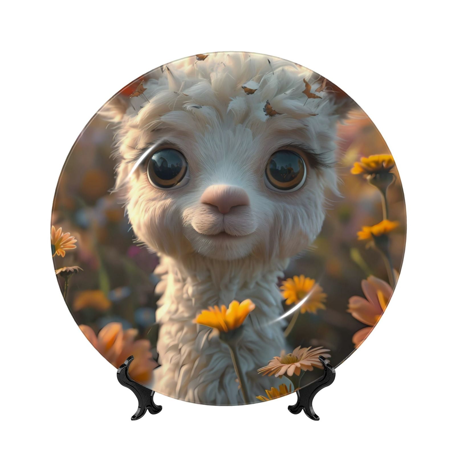 Coaee Adorable Llama In Flowers for Bone China Decorative Plate ...