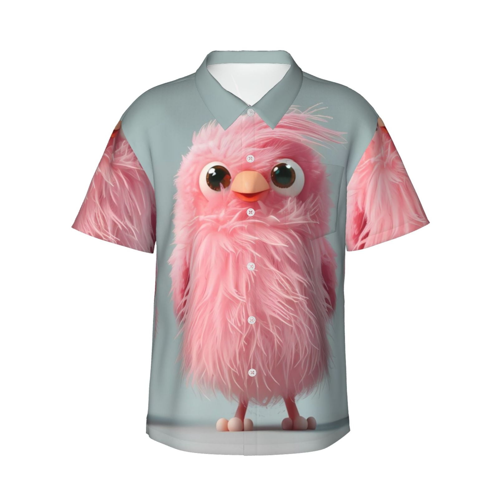 Coaee Adorable Pink Fluffy Birds for Men's Hawaiian Shirt Summer Beach ...