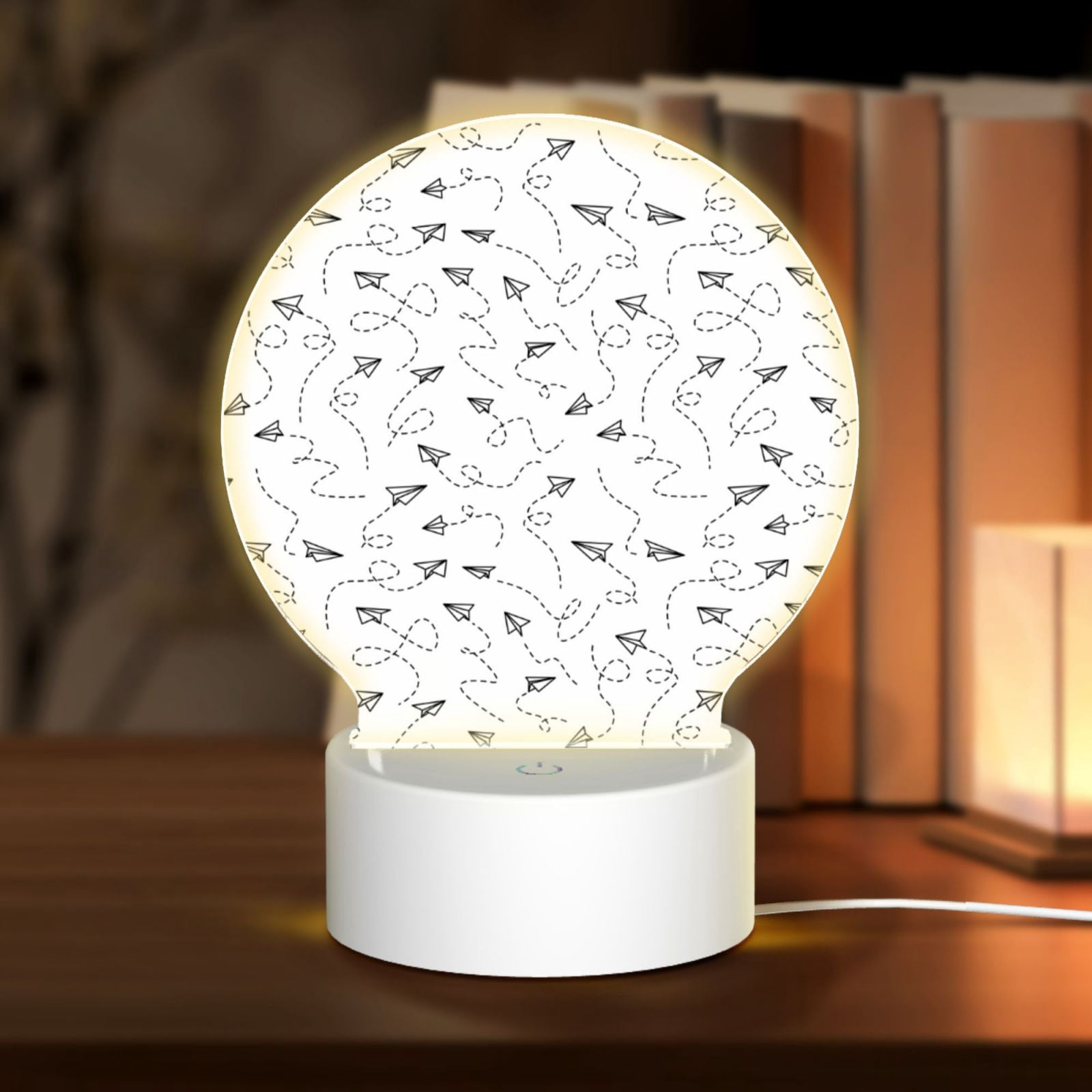 Coaee Airplane for Round Acrylic LED Desk Lamp 3 Color Change Decor ...