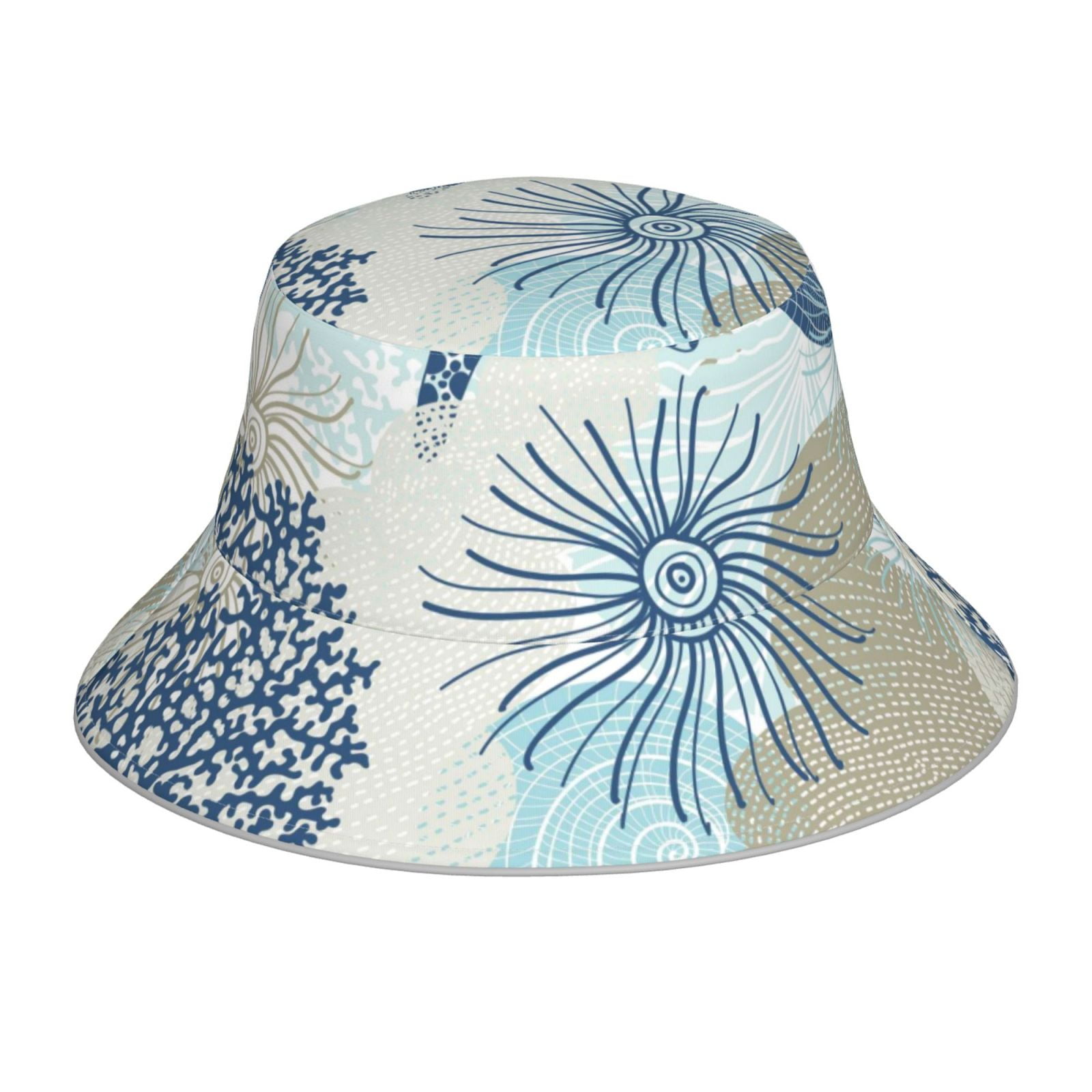 Coaee Algae Corals and Seashells Double-Sided Reflective Strip Sun Hat ...