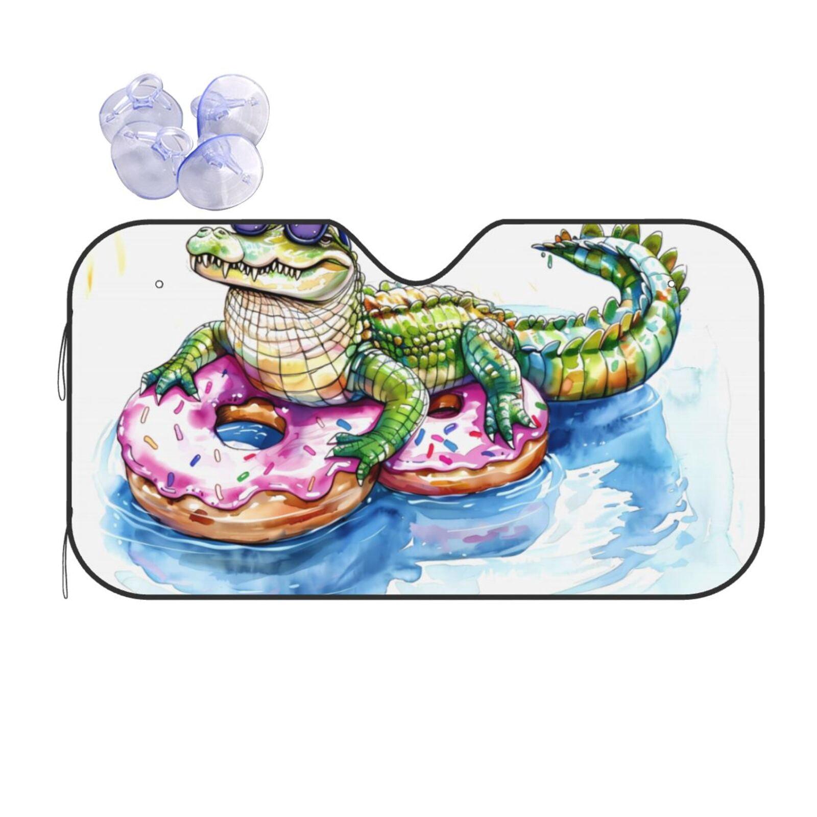 Coaee Alligator Donut Pool Float Print Car Sunshade Windshield Sun ...