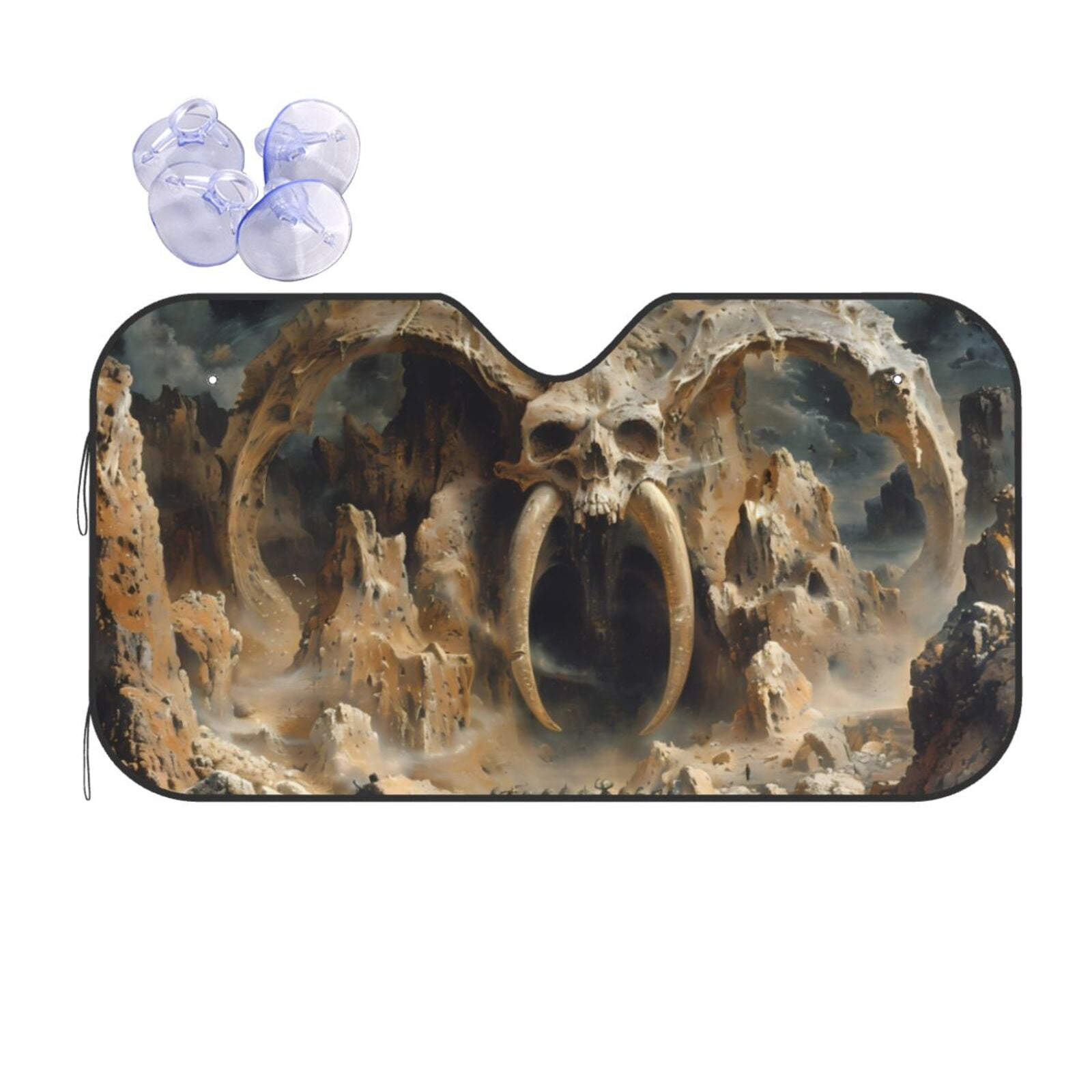 Coaee Ancient Skull Cave Landscape Print Car Sunshade Windshield Sun ...