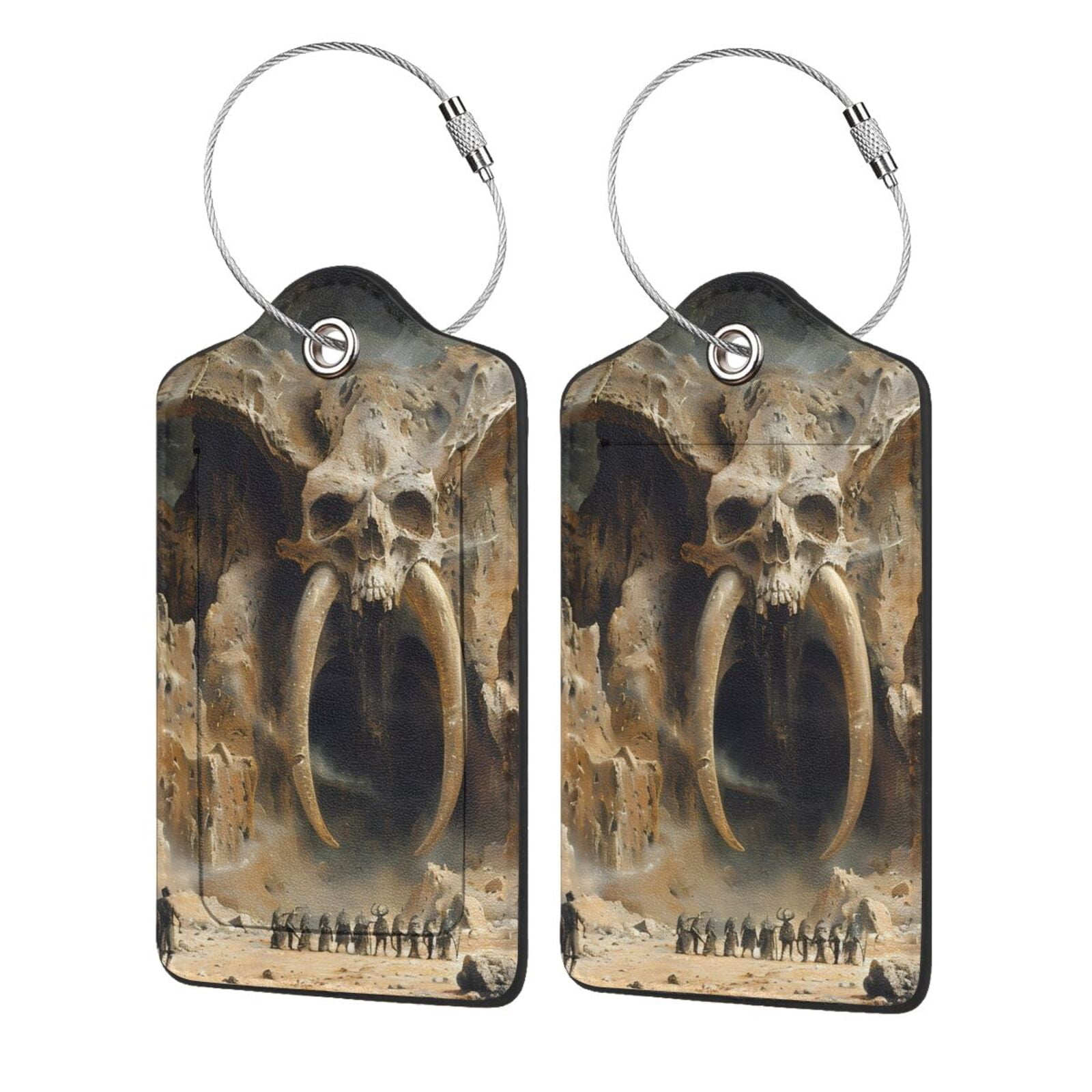 Coaee Ancient Skull Cave Landscape Untethered Leather Luggage Tags for ...