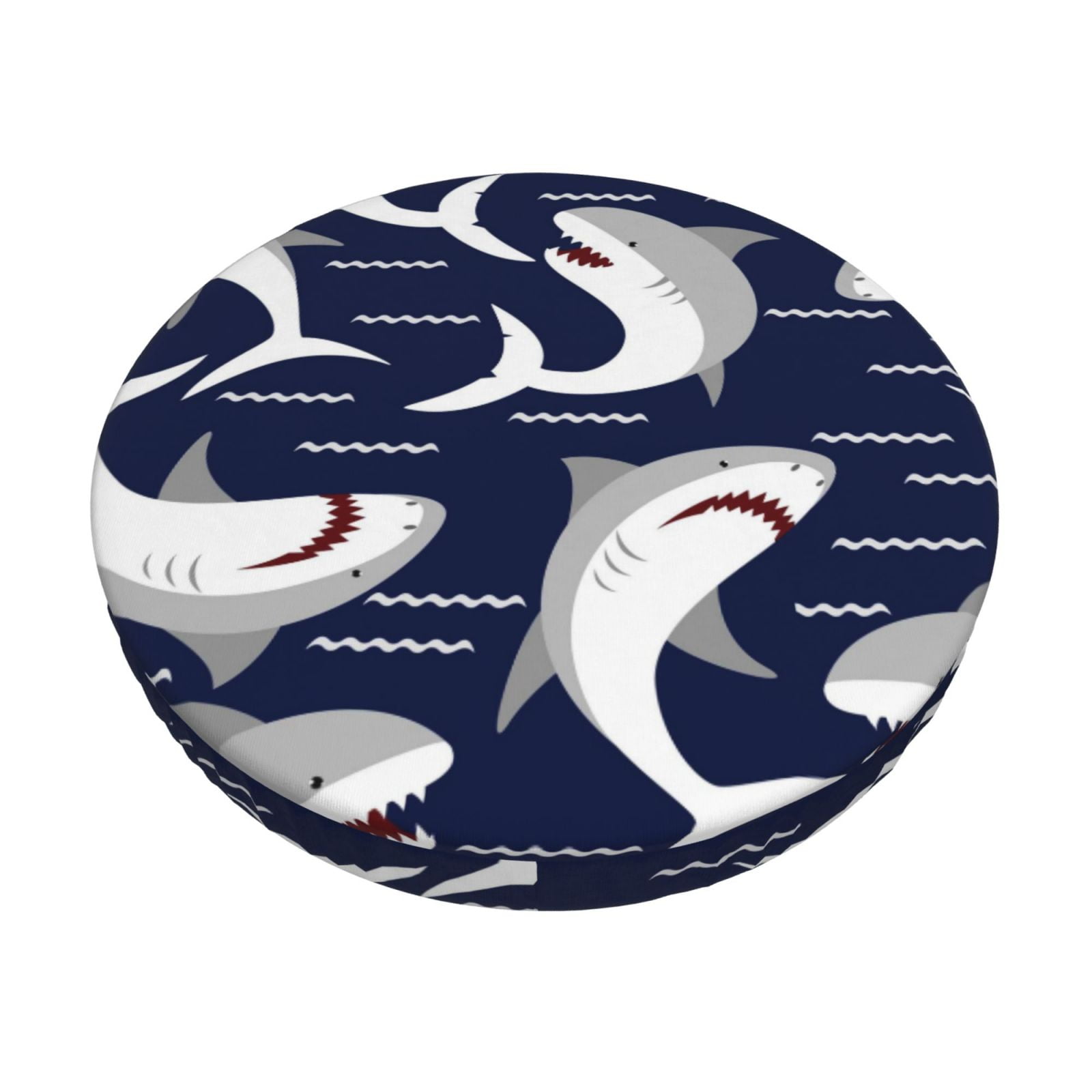 Coaee Angry Shark Round Bar Stool Seat Covers Washable Stool Cushion ...