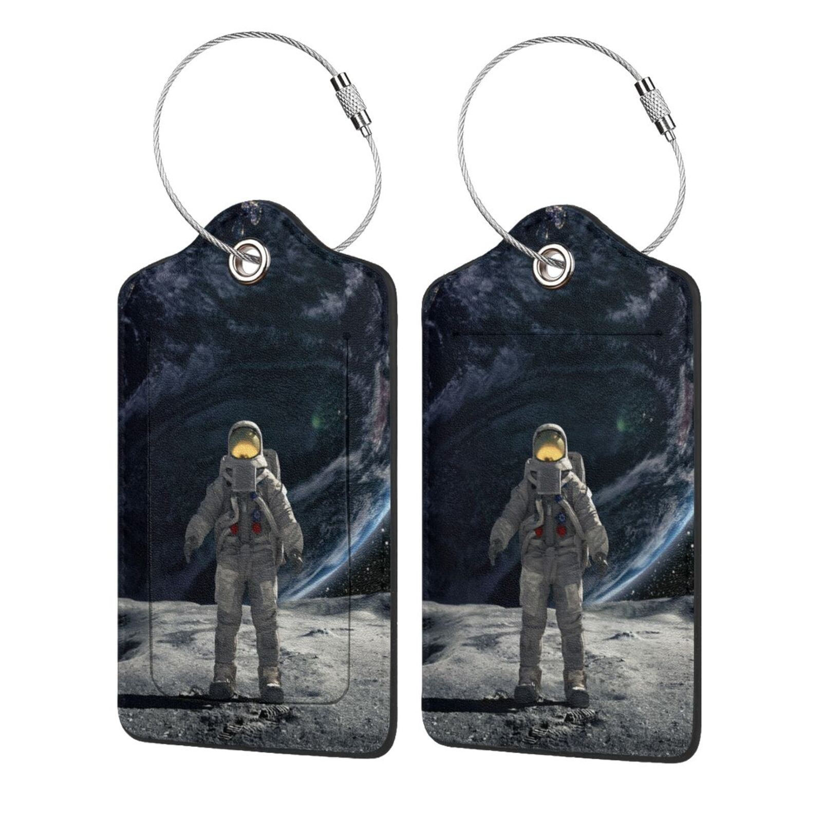 Coaee Astronaut Standing In The Moon Untethered Leather Luggage Tags ...