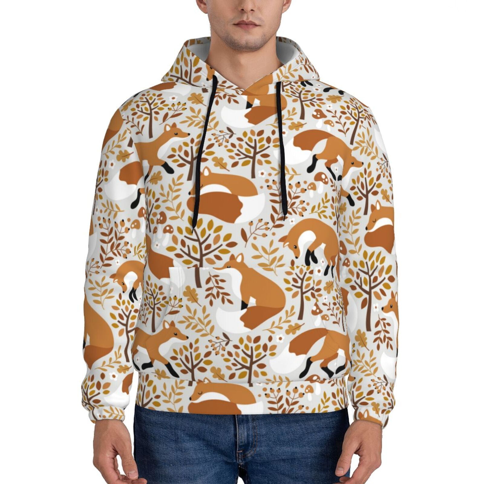 Coaee Autumn Fox with Brown Plants for Adult Hoodie Pullover Sweatshirt ...