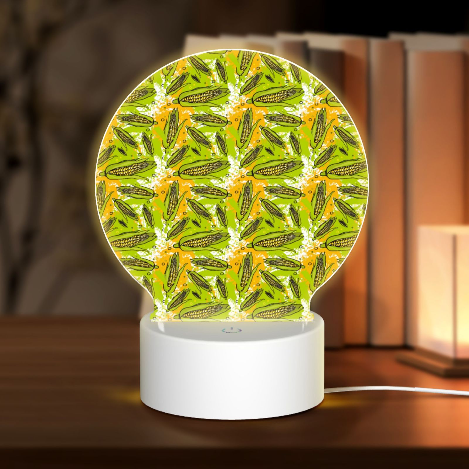 Coaee Autumn Harvest Cartoon Corn for Round Acrylic LED Desk Lamp 3 ...