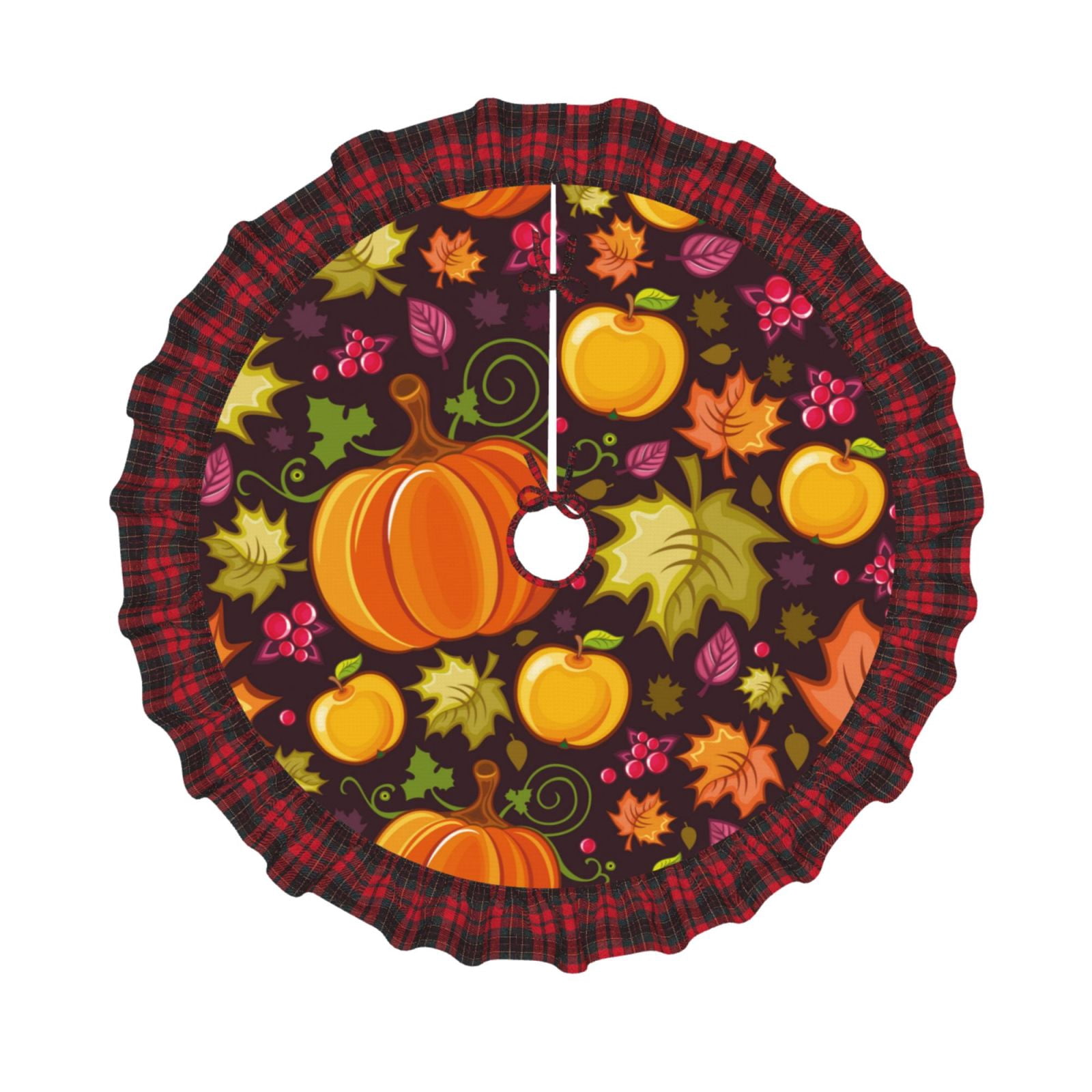 Coaee Autumn Harvest Pumpkin Joy for Christmas Plaid Tree Skirt for ...