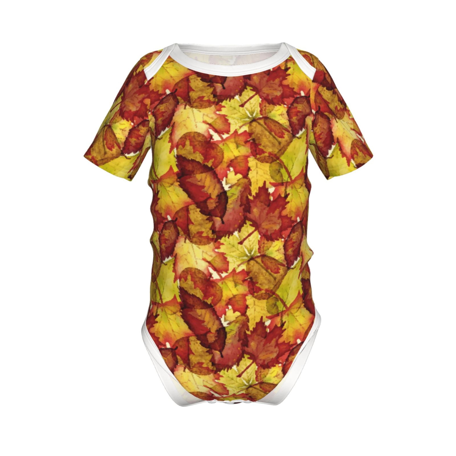 Coaee Autumn Mosaic Maple Leaves for Soft Baby Short-Sleeve Bodysuit ...