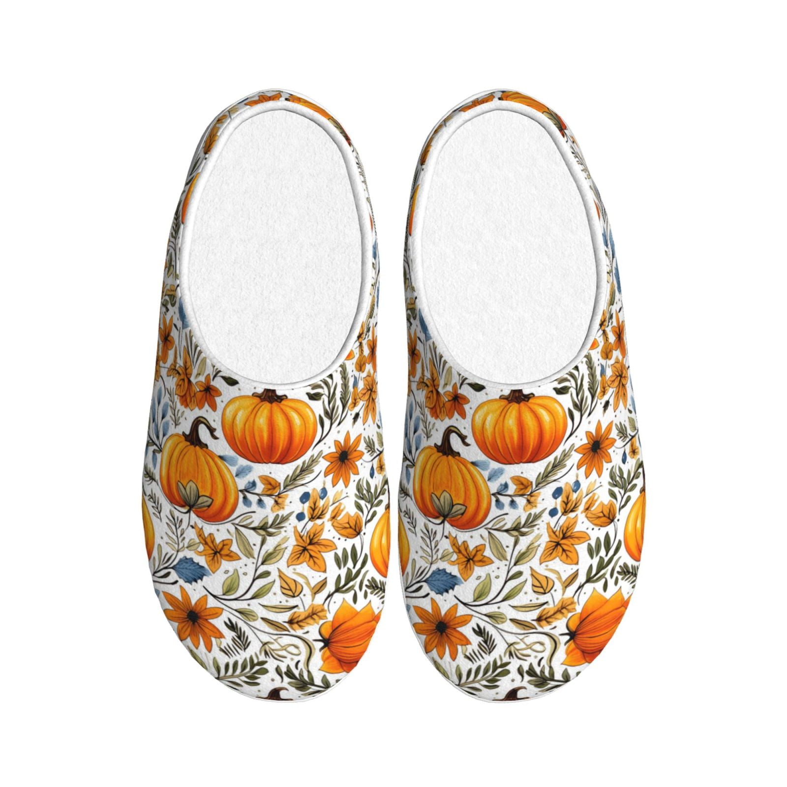 Coaee Autumn Pumpkin Blossoms for Mens Slippers Indoor Slip On Shoes ...