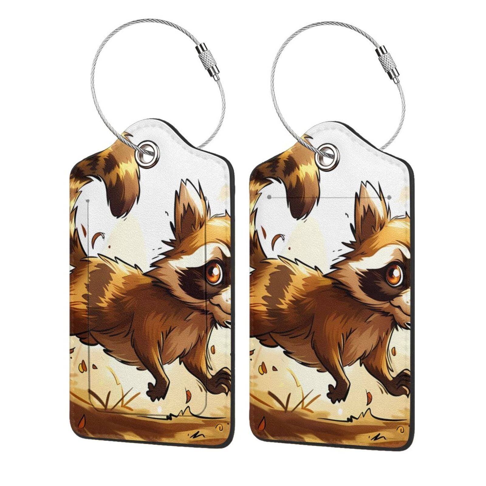 Coaee Autumn Raccoon In Forest Untethered Leather Luggage Tags for ...