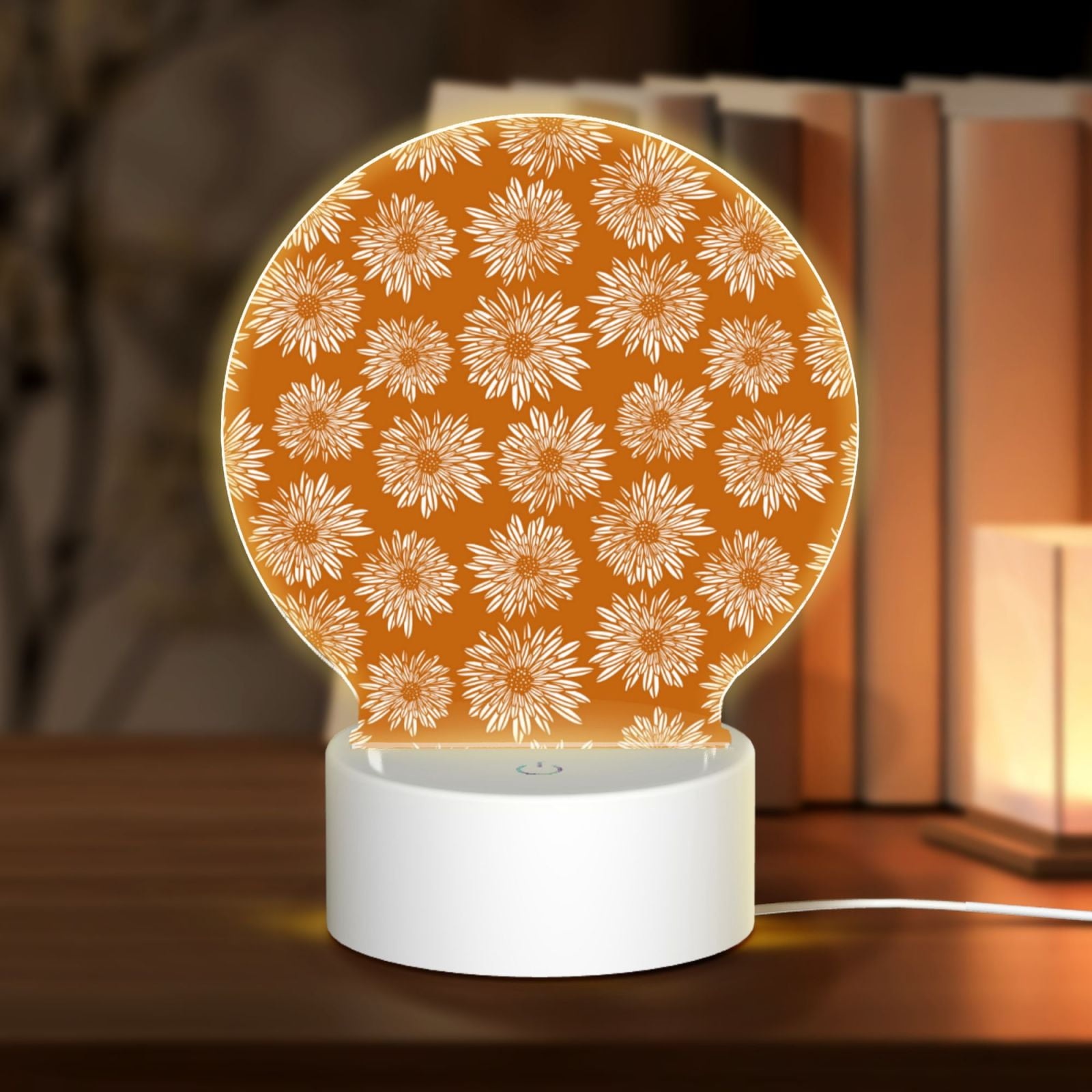 Coaee Autumn Sunflower Warm Colors for Round Acrylic LED Desk Lamp 3 ...