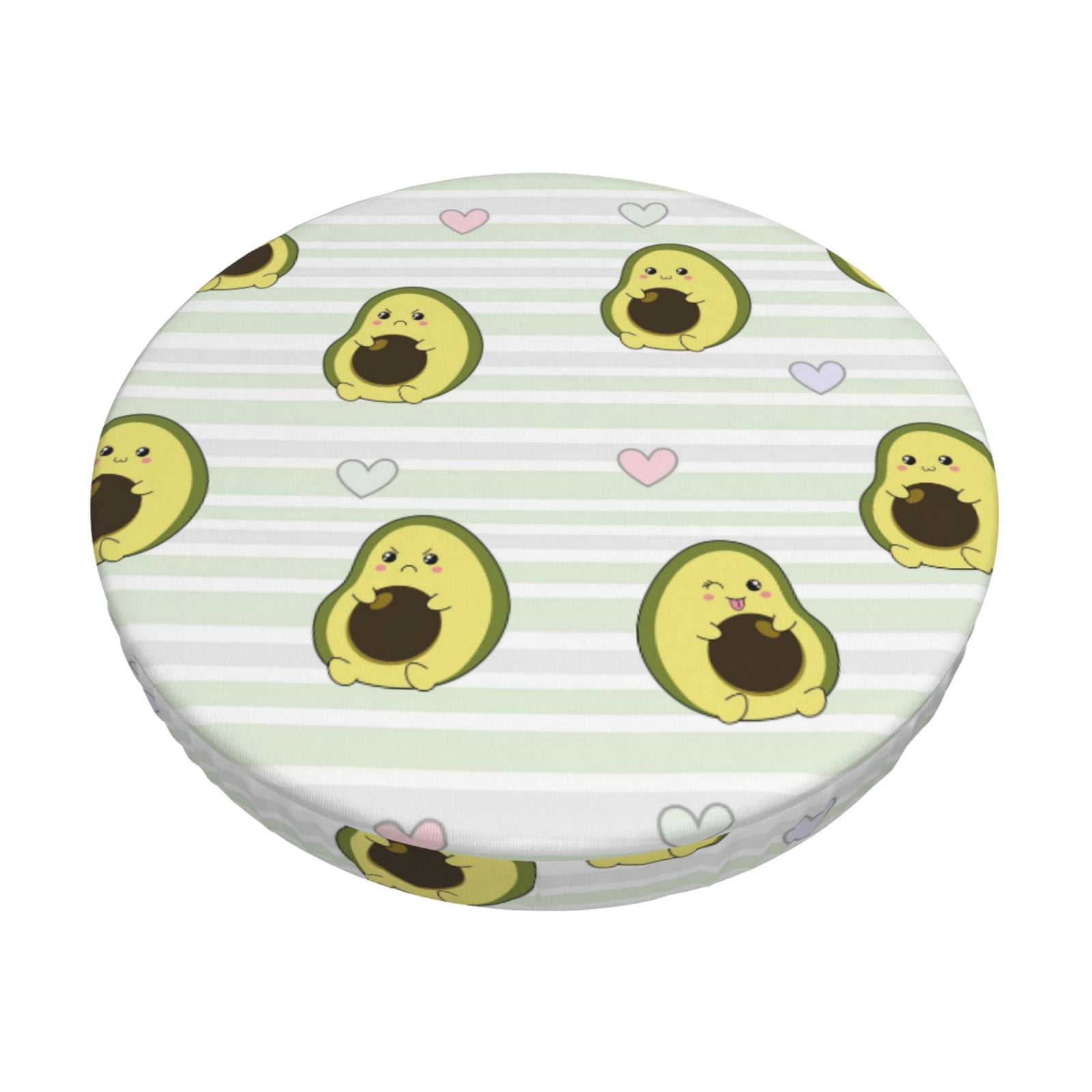 Coaee Avocado of a Hear Round Bar Stool Seat Covers Washable Stool ...