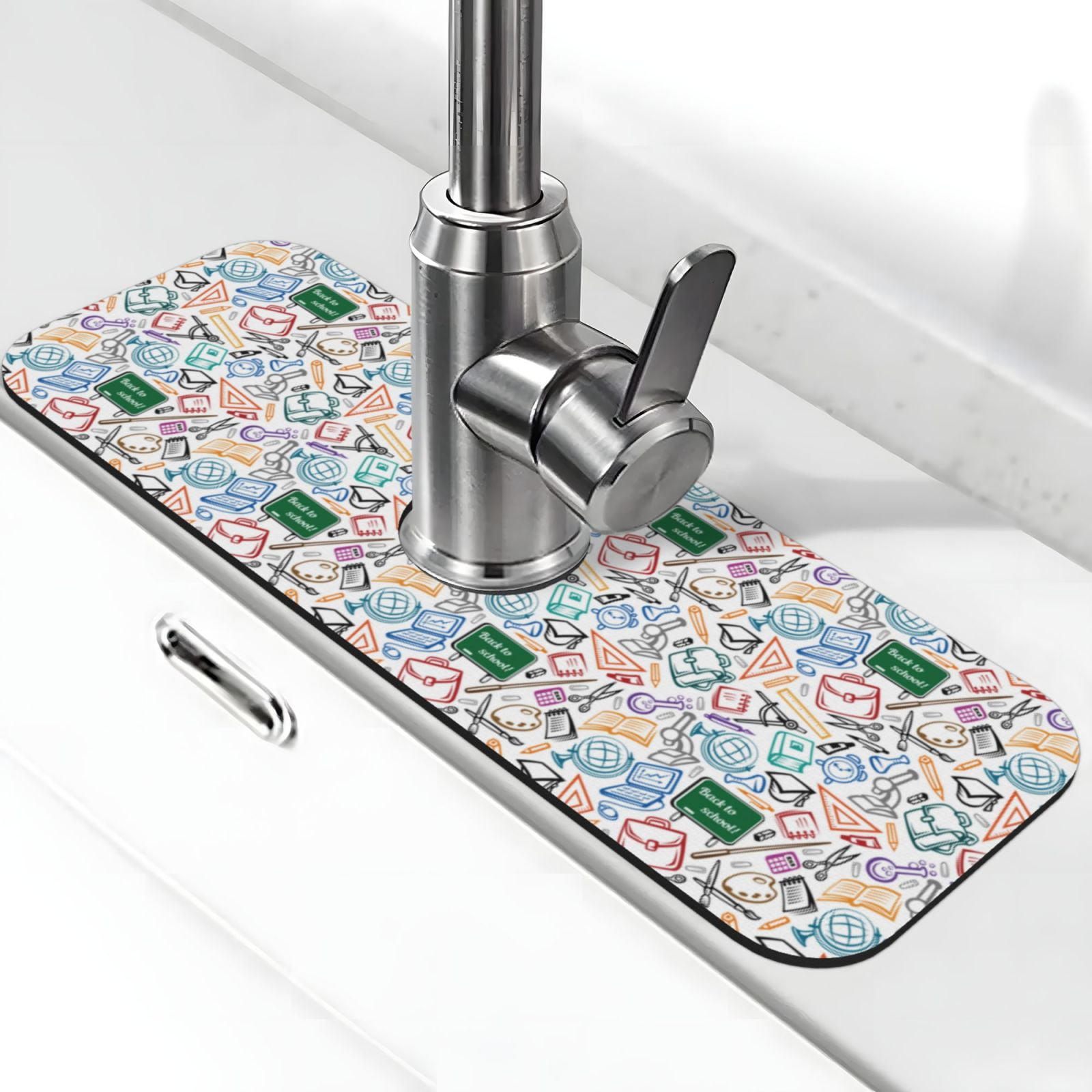 Coaee Back To School for Kitchen Sink Splash Guard Sink Faucet Mat ...