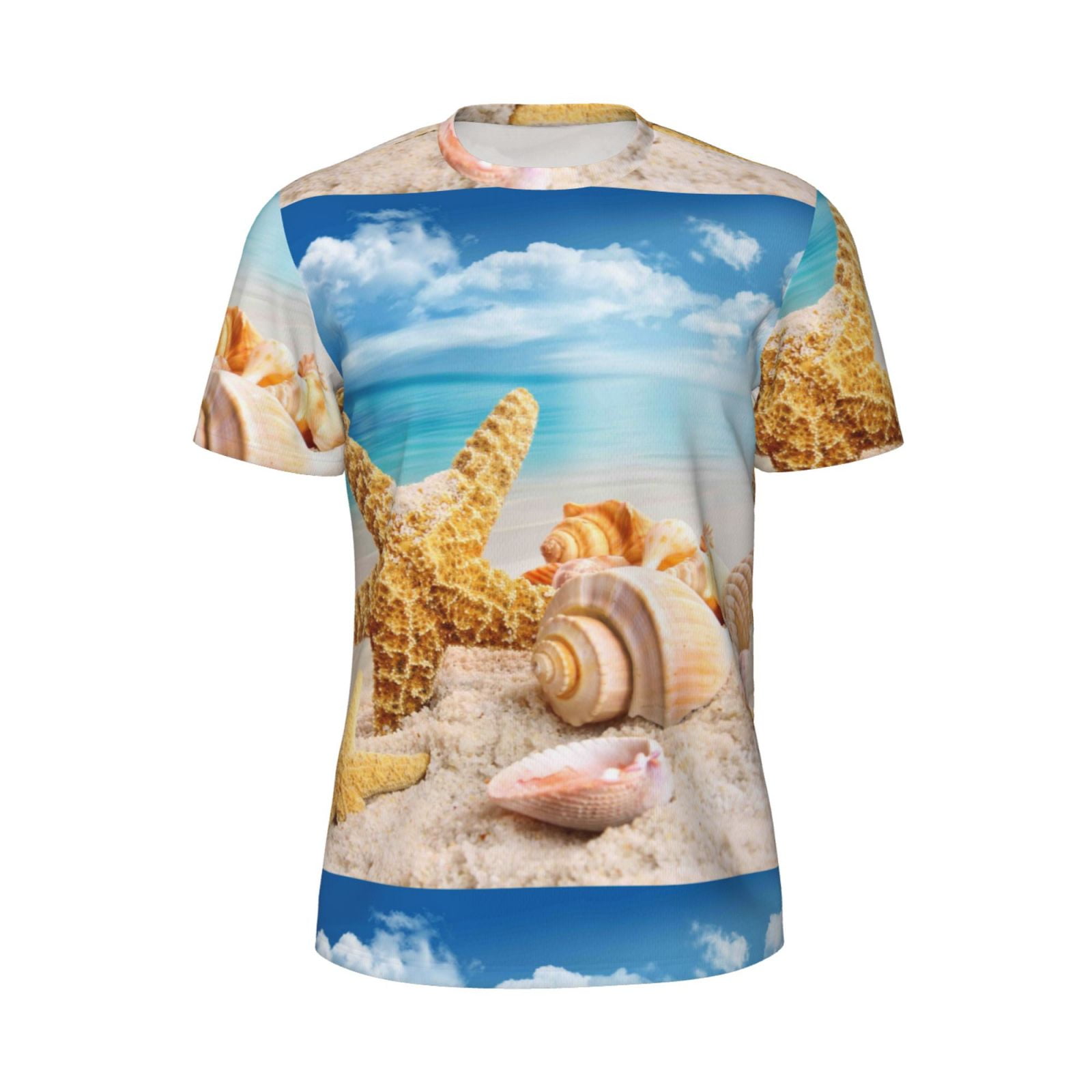 Coaee Beach Starfish Shell for Men's Short-Sleeved Mesh T-Shirt Quick ...