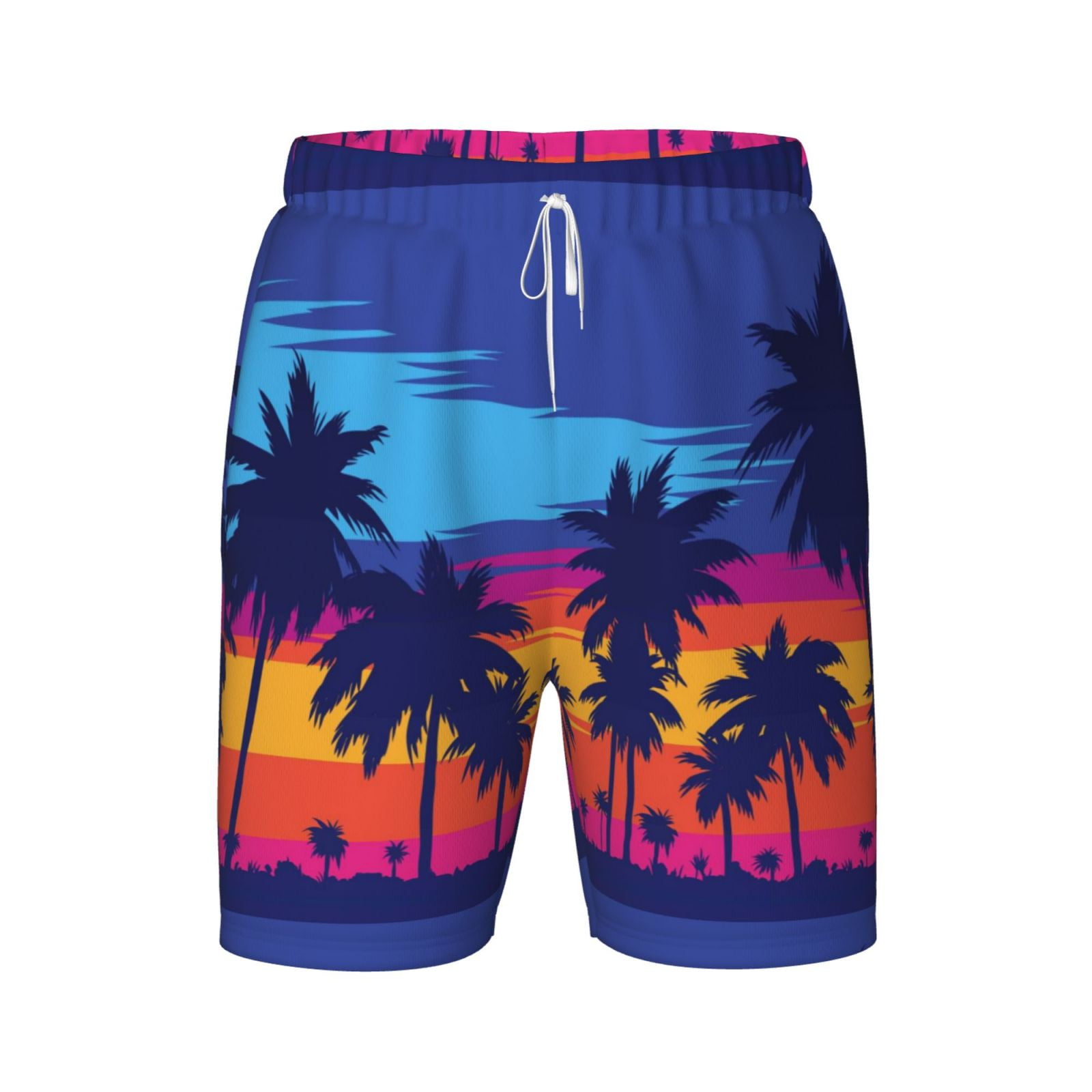 Coaee Beach with Palm Trees for Boys Swim Trunks Compression Liner Swim ...