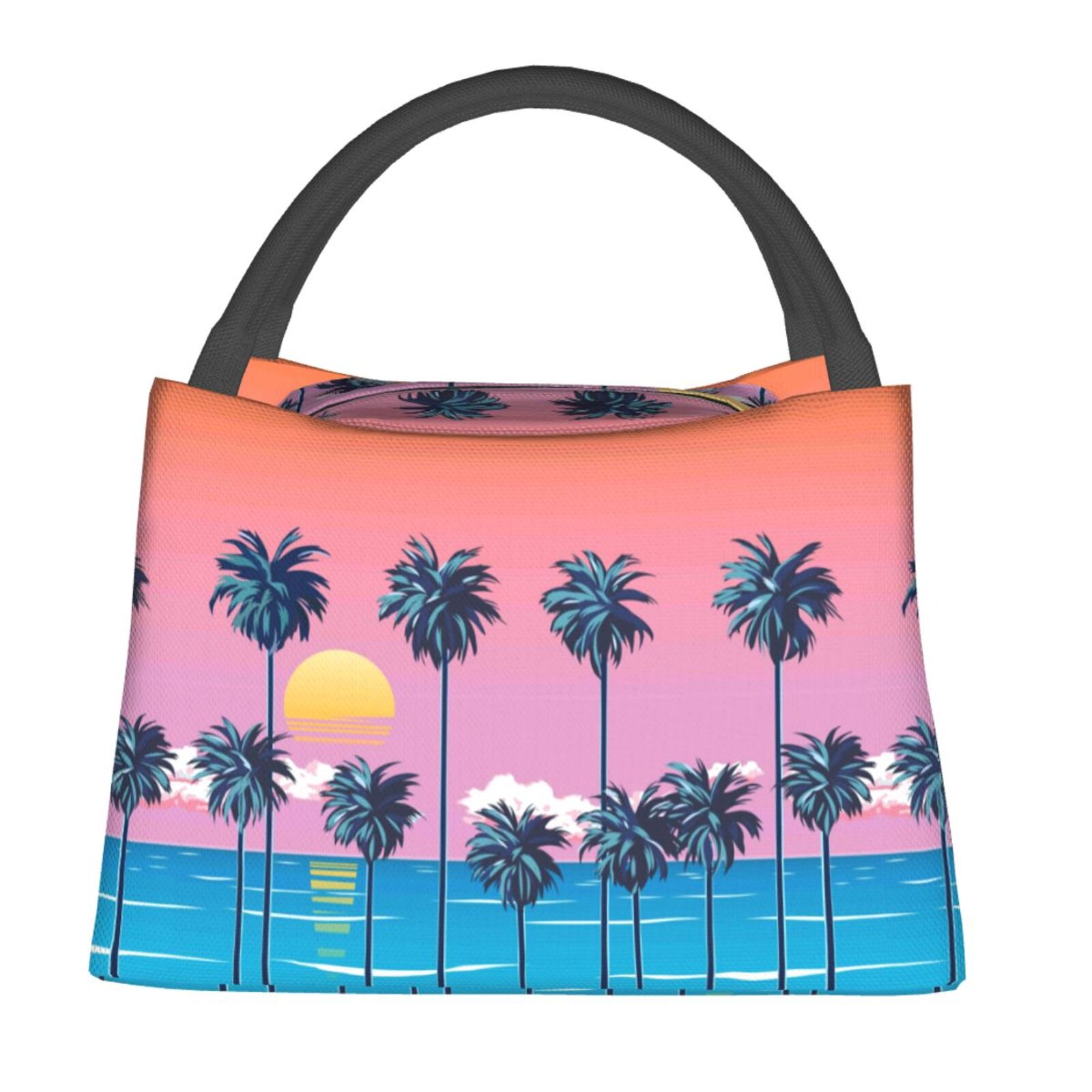 Coaee Beach with Palm Trees for Reusable Thermal Soft Leakproof Lunch ...