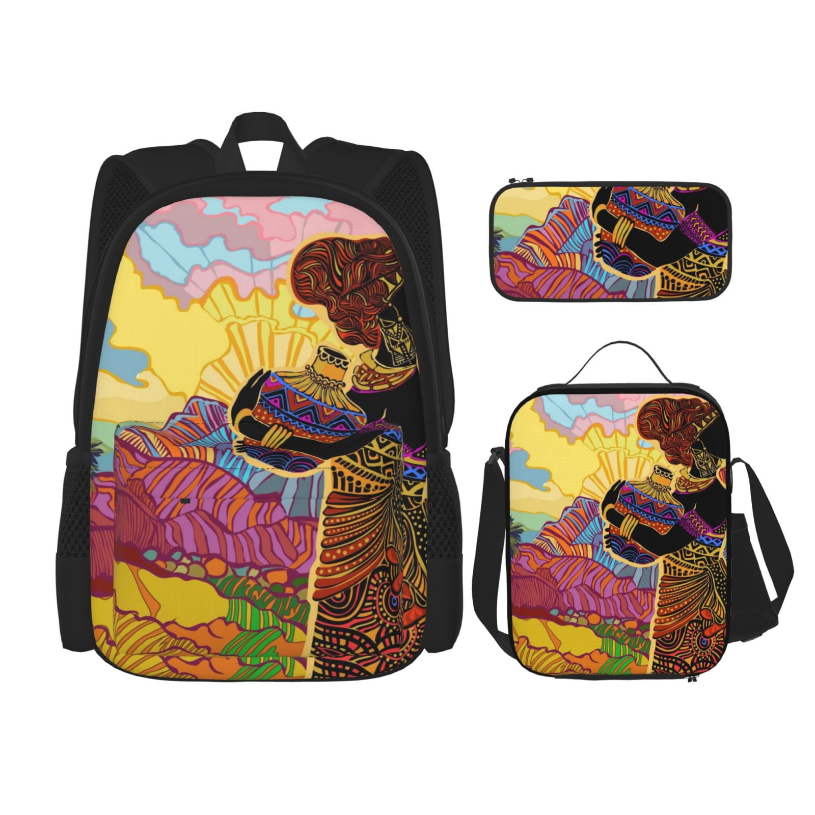 Coaee Beautiful African Woman Casual Lightweight Backpack with Lunch ...