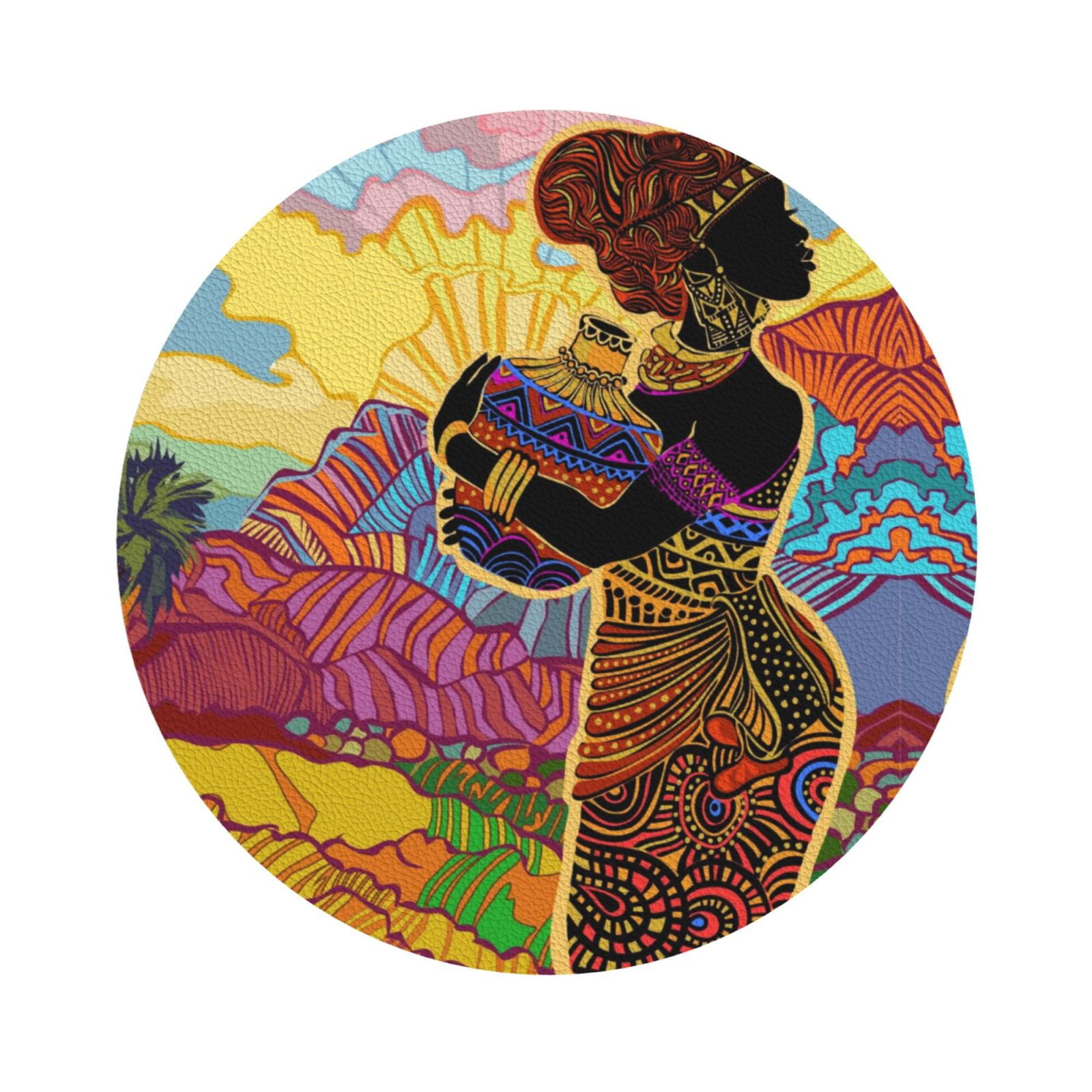 Coaee Beautiful African Woman Leather coasters set of 4, Non-Slip ...