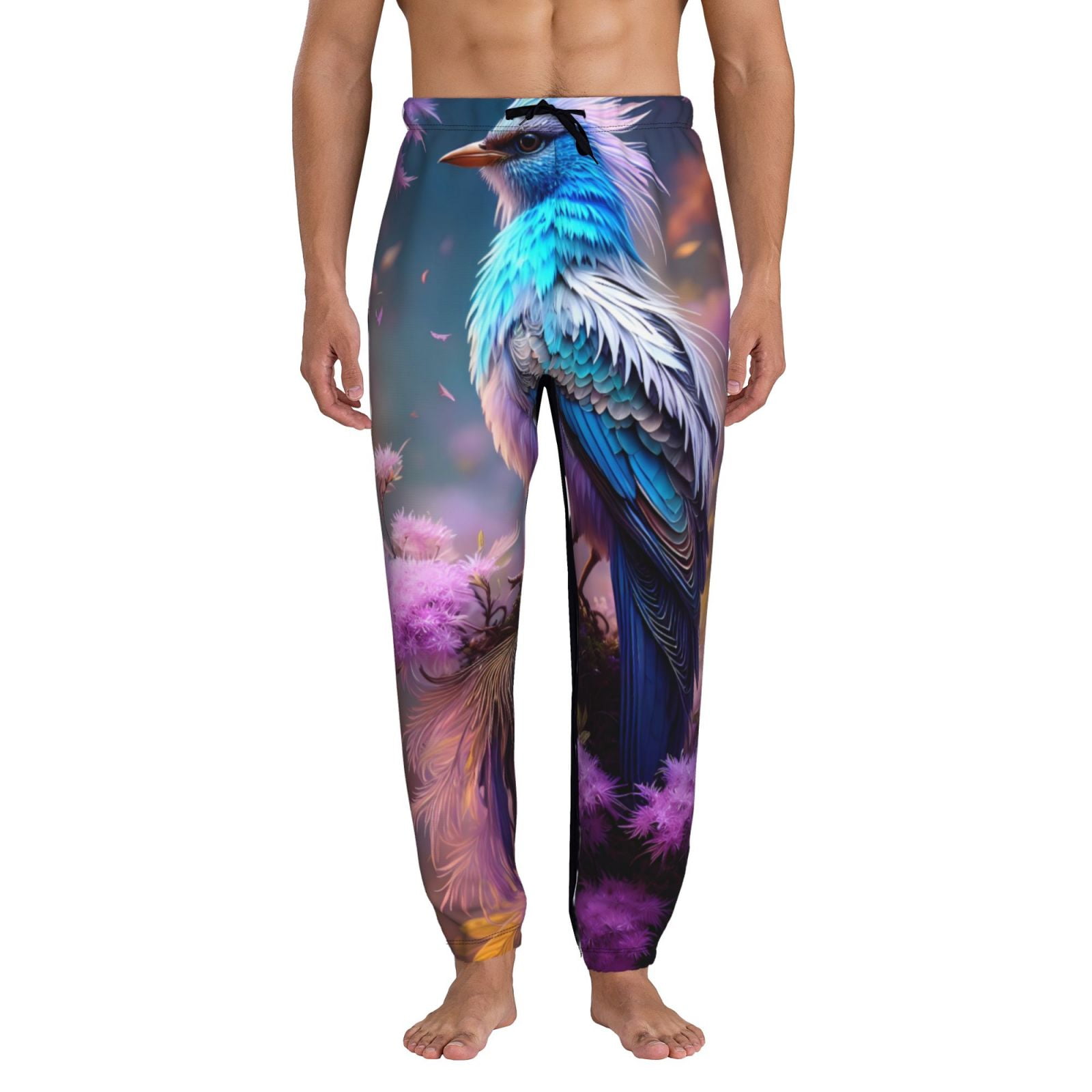 Coaee Beautiful Flower Blue Bird for Sweatpants for Men, Men's Joggers ...