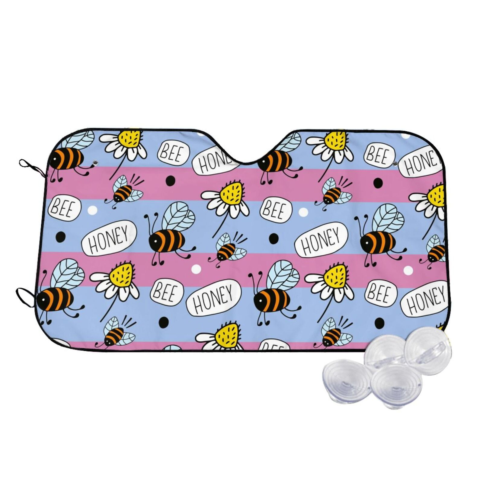 Coaee Bees And Daisies Striped Car Windshield Sunshade,Uv Rays Sun ...