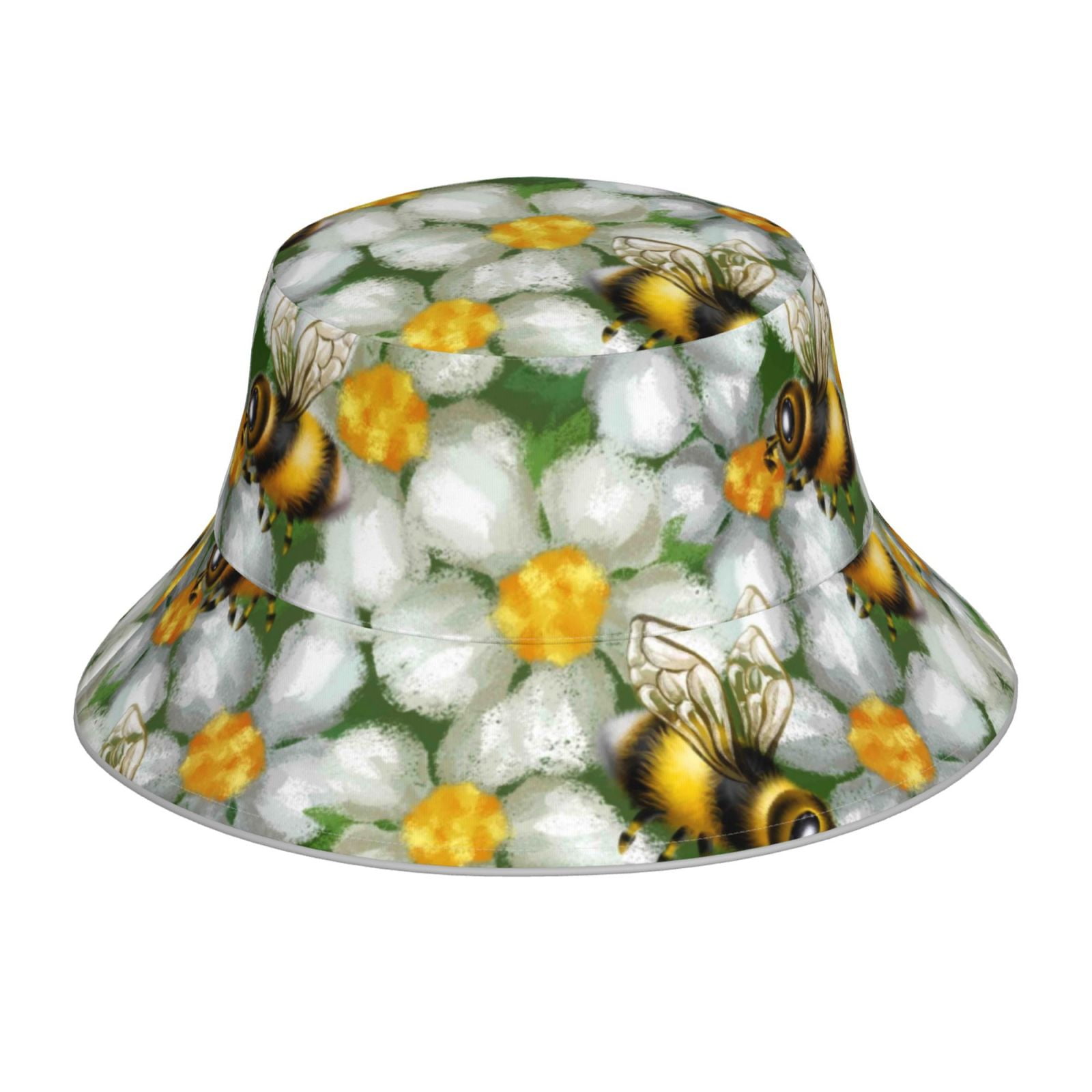 Coaee Bees and Flower Double-Sided Reflective Strip Sun Hat Bucket Hat ...